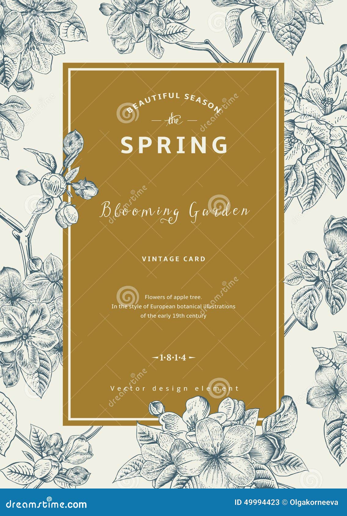 Vintage Vertical Spring Card. Stock Vector - Illustration of botanical ...