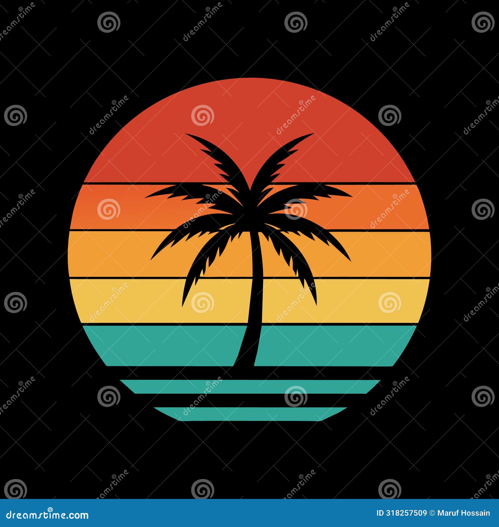 Vintage Vibes: Retro Palm Tree Sunset Background Stock Vector ...