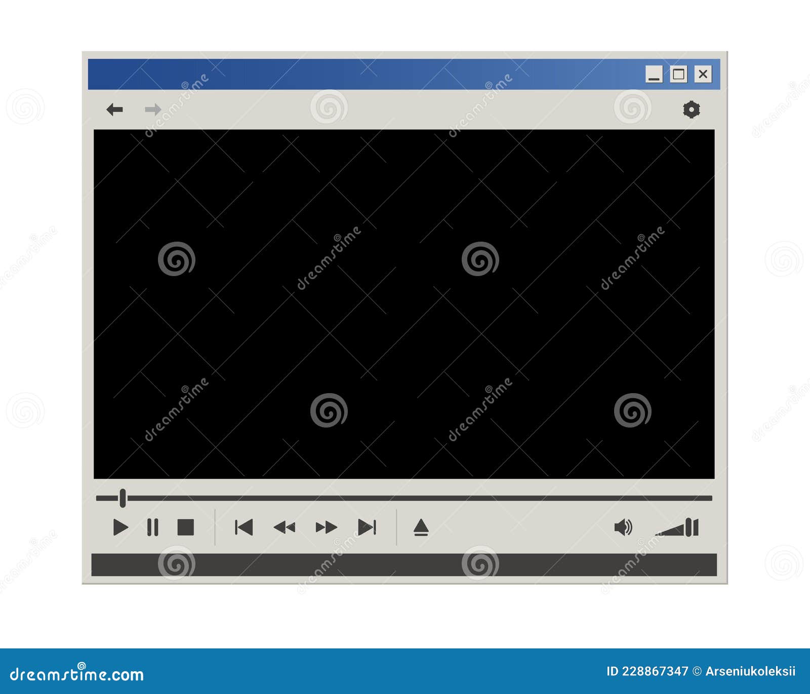 Vintage Video Player Interface. Retro Style Multi Media Player Window ...