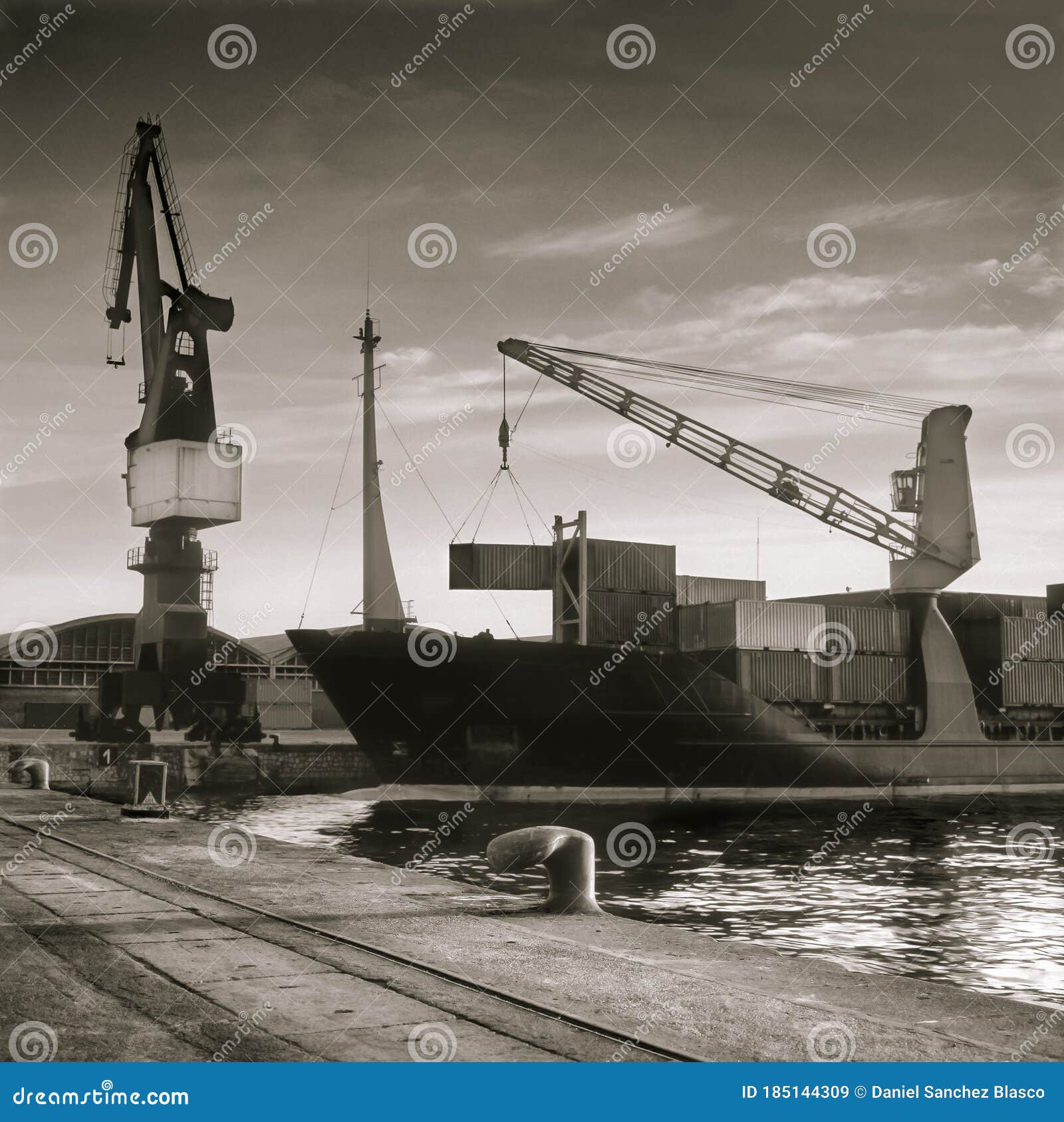 Vintage View of Mediterranean Loading Dock Stock Image - Image of ...