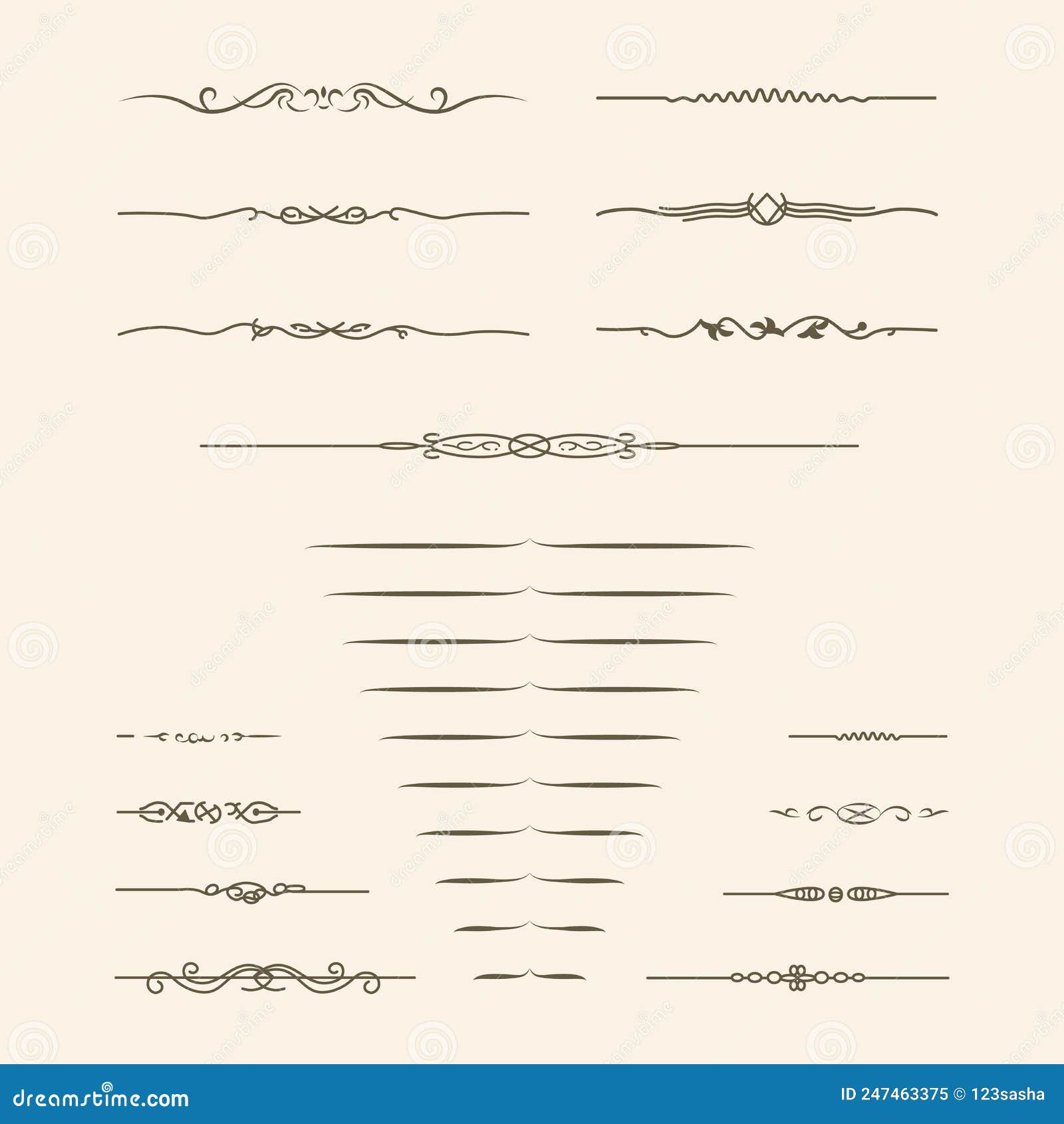 Vintage Vignette Floral Design Elements Vector Set Stock Vector ...