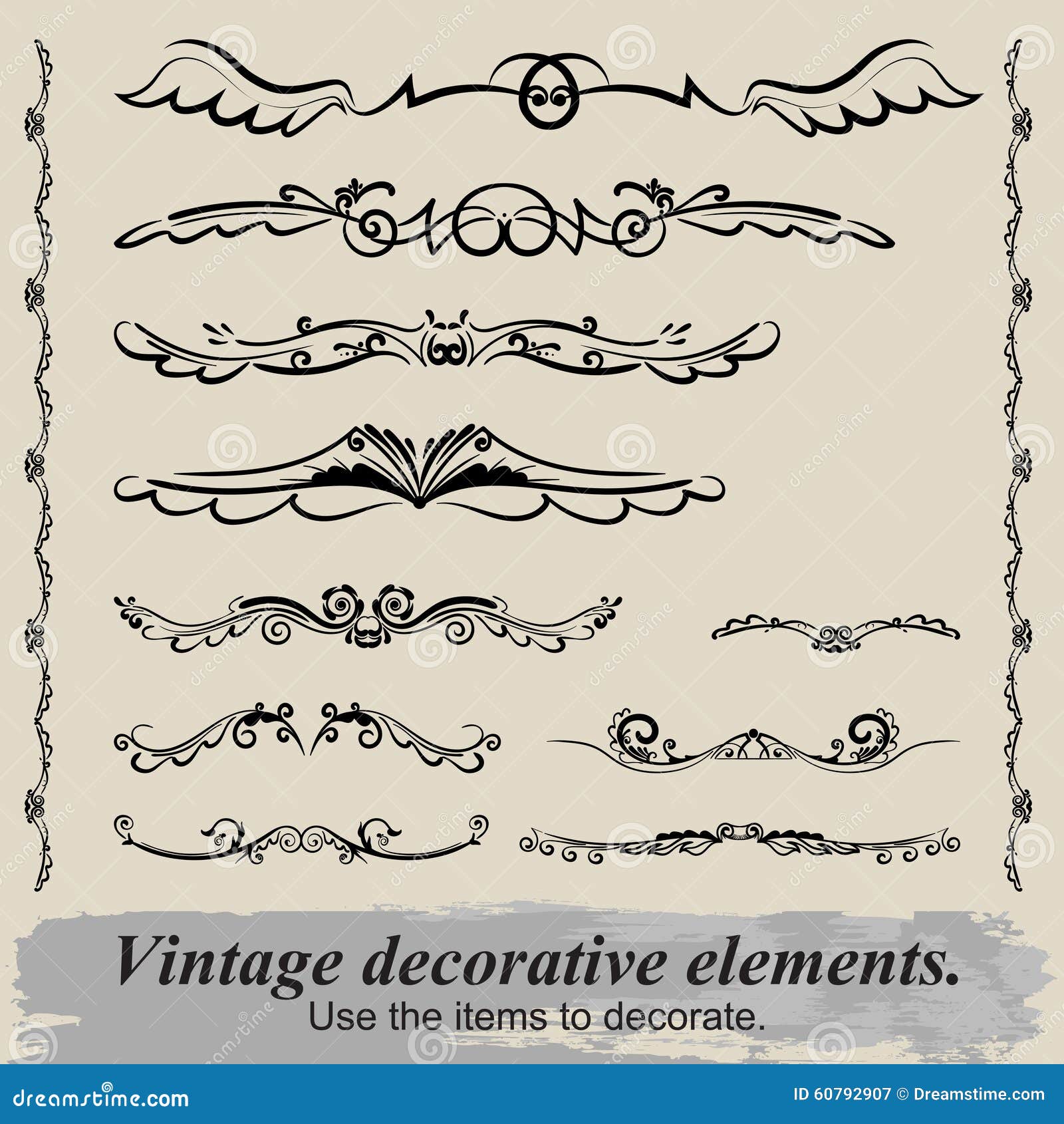 Vintage vignettes. stock vector. Illustration of elegant - 60792907