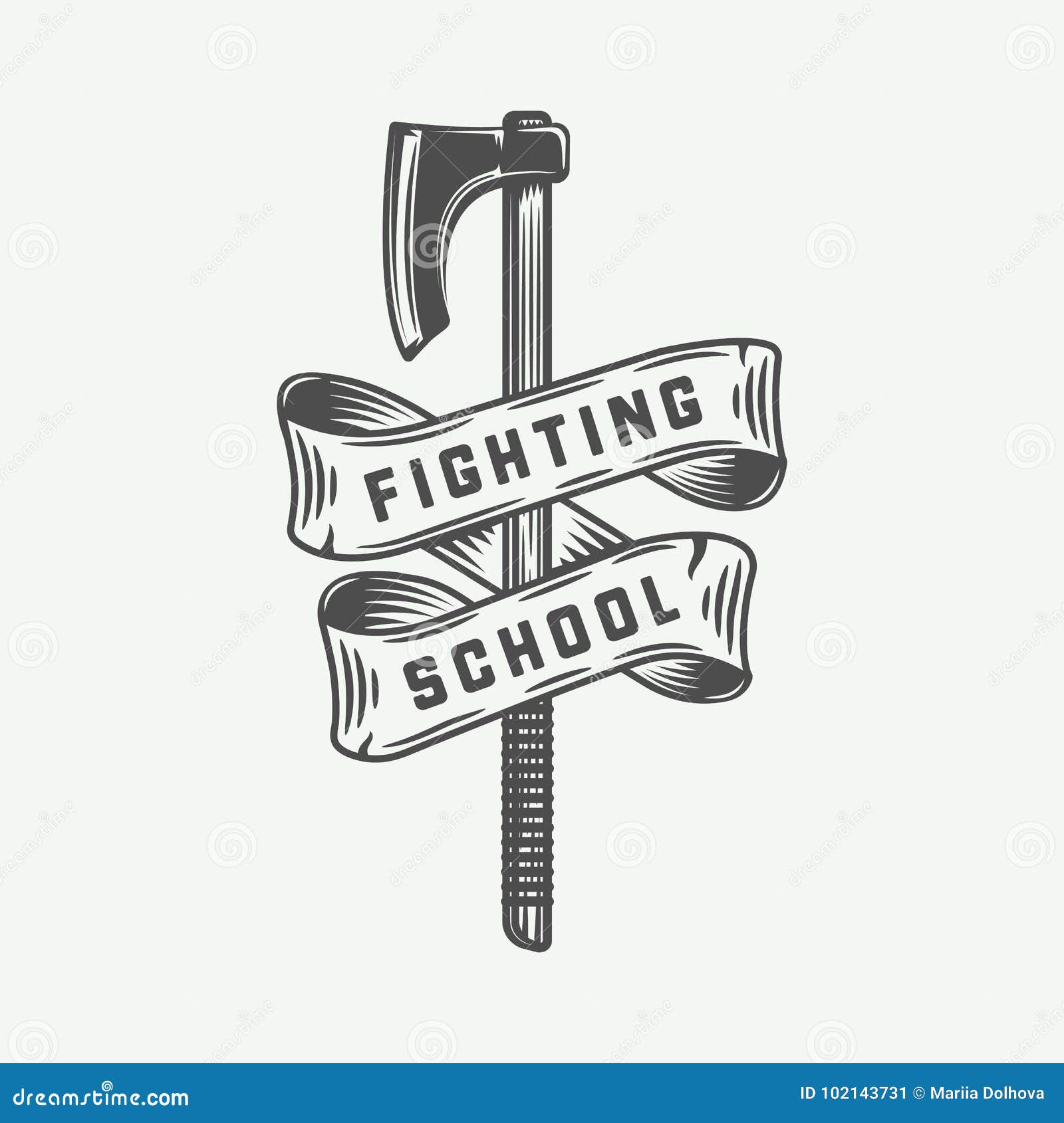 Vintage Viking Axe In Retro Style Monochrome Graphic Art Stock Vector Illustration Of Print