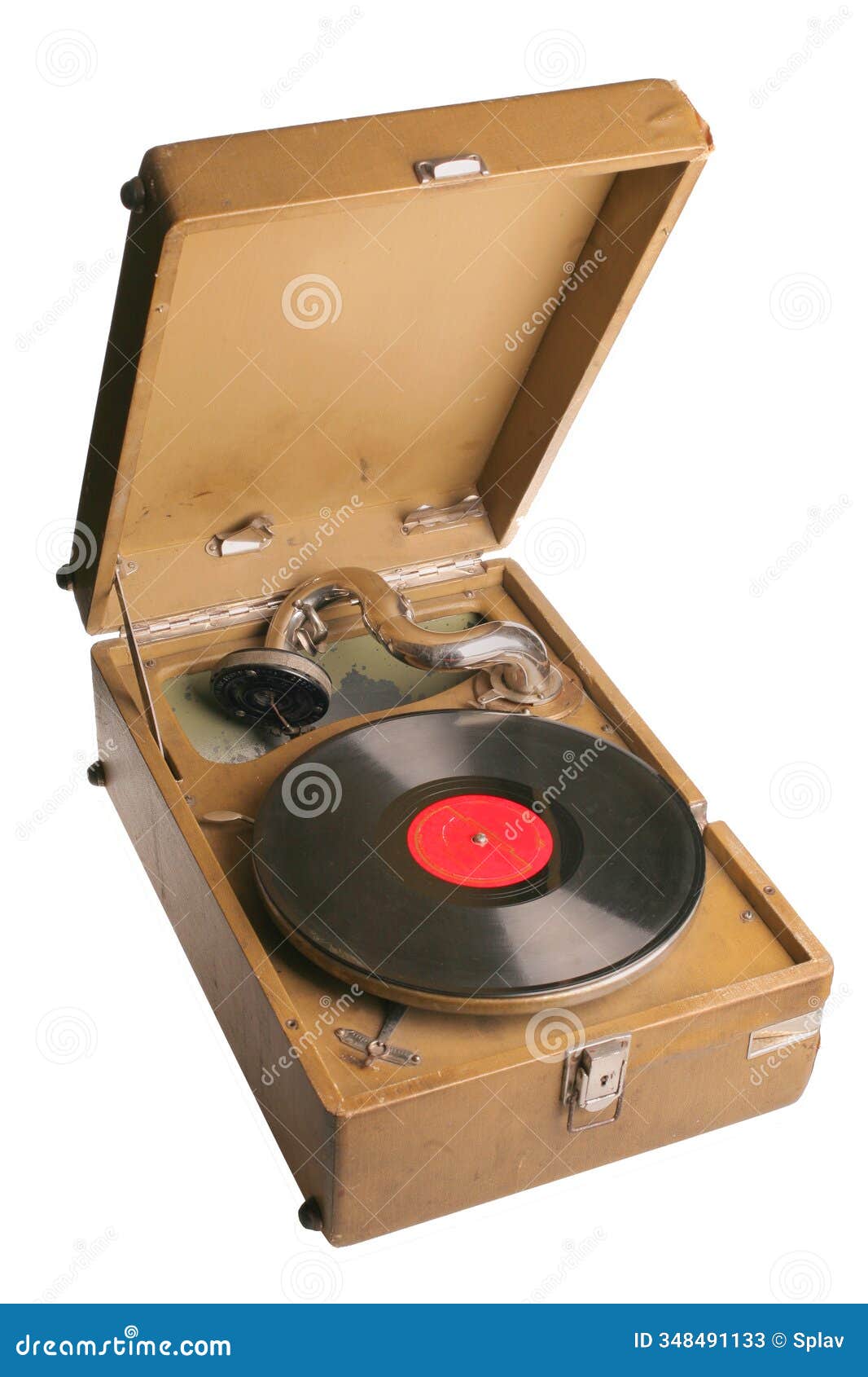 Vintage Vinyl Record Player on a White Background Stock Image - Image ...