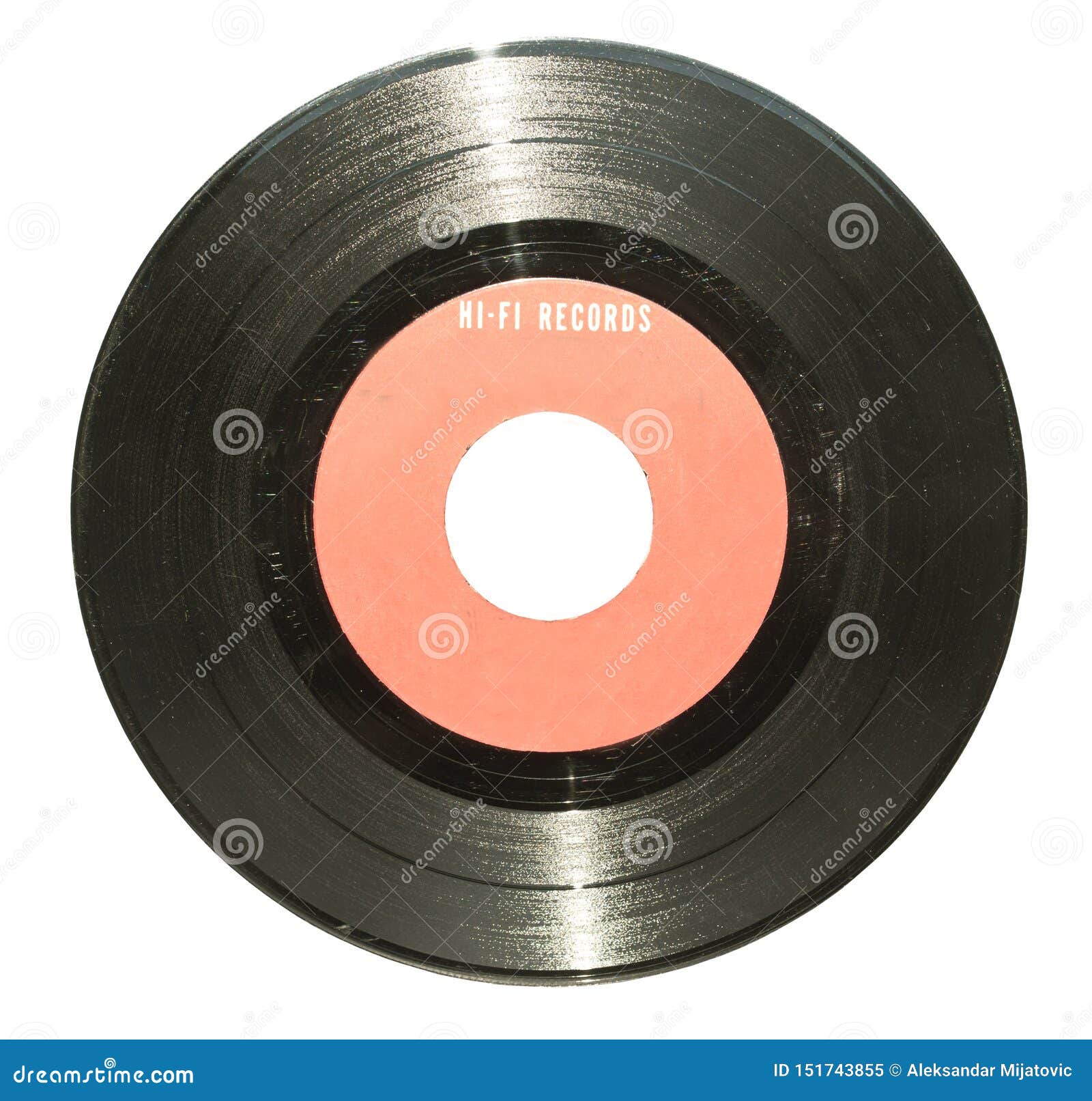Vintage Vinyl Record with Red Label Isolated on White Stock Image ...