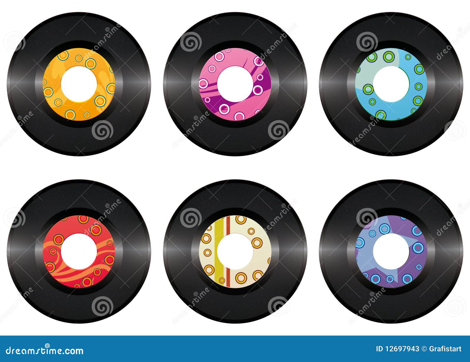 Vintage Vinyl Record Set Isolated Stock Vector - Illustration of ...