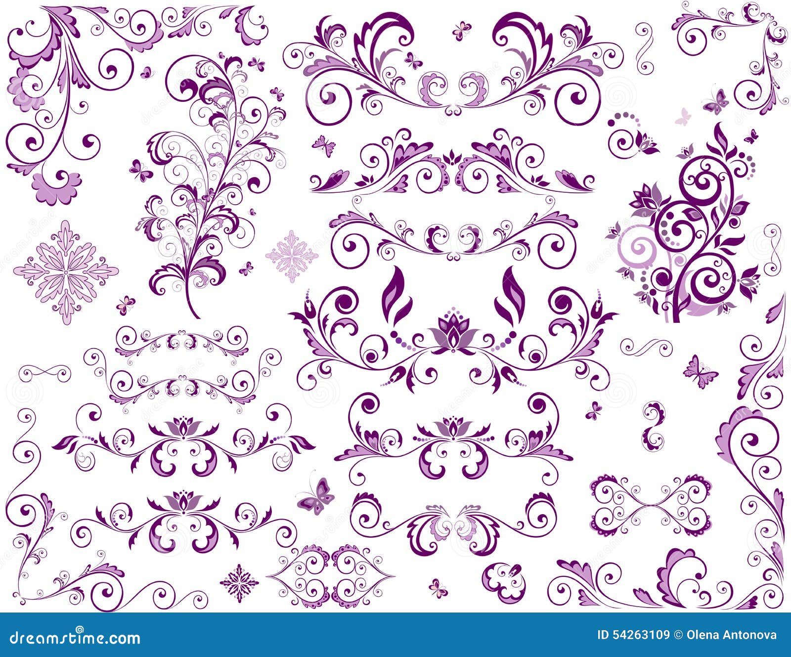 Vintage violet elements stock vector. Illustration of border - 54263109
