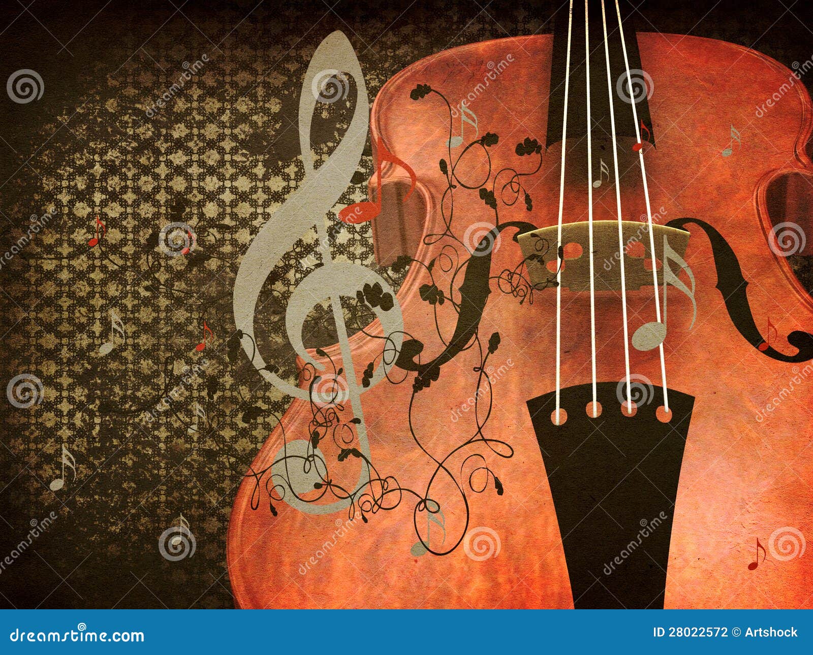 Vintage Violin Music Background Stock Illustration - Illustration of ...