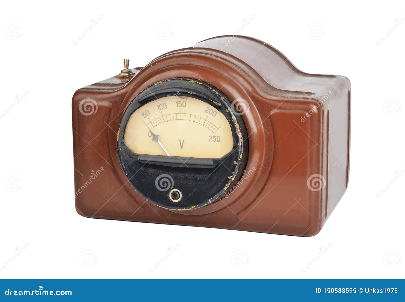 Vintage voltmeter on white stock image. Image of communications - 150588595