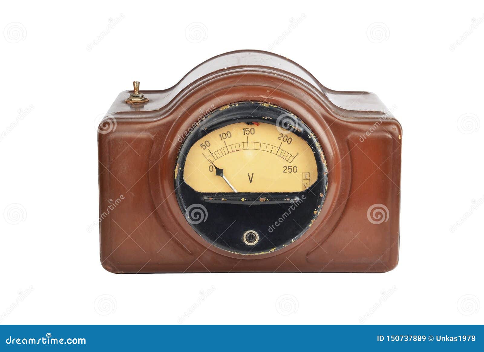 Vintage voltmeter on white stock image. Image of measure - 150737889