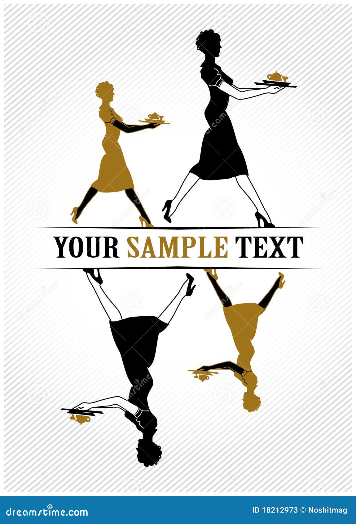 Vintage waiter girl stock vector. Illustration of icon - 18212973