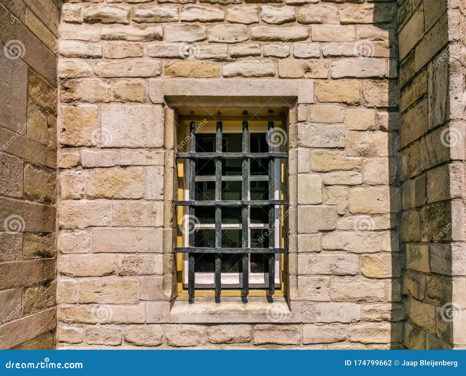 Vintage Wall With Barred Window, Classical Jail Architecture, Prison ...