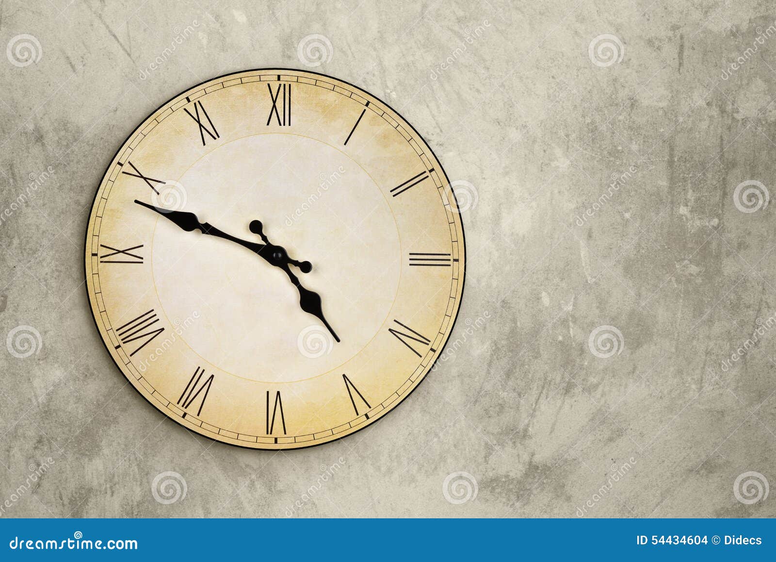 Vintage Wall Clock Over Grey Grunge Background Stock Photo - Image of ...