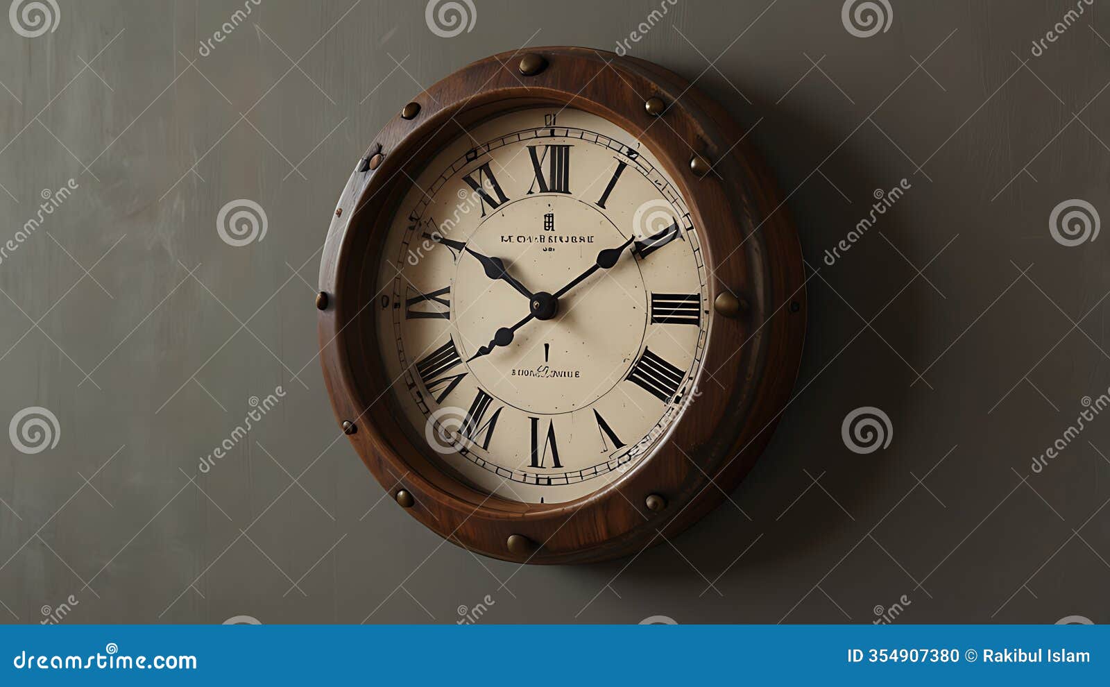 A Vintage Wall Clock with Roman Numerals. Stock Photo - Image of ...