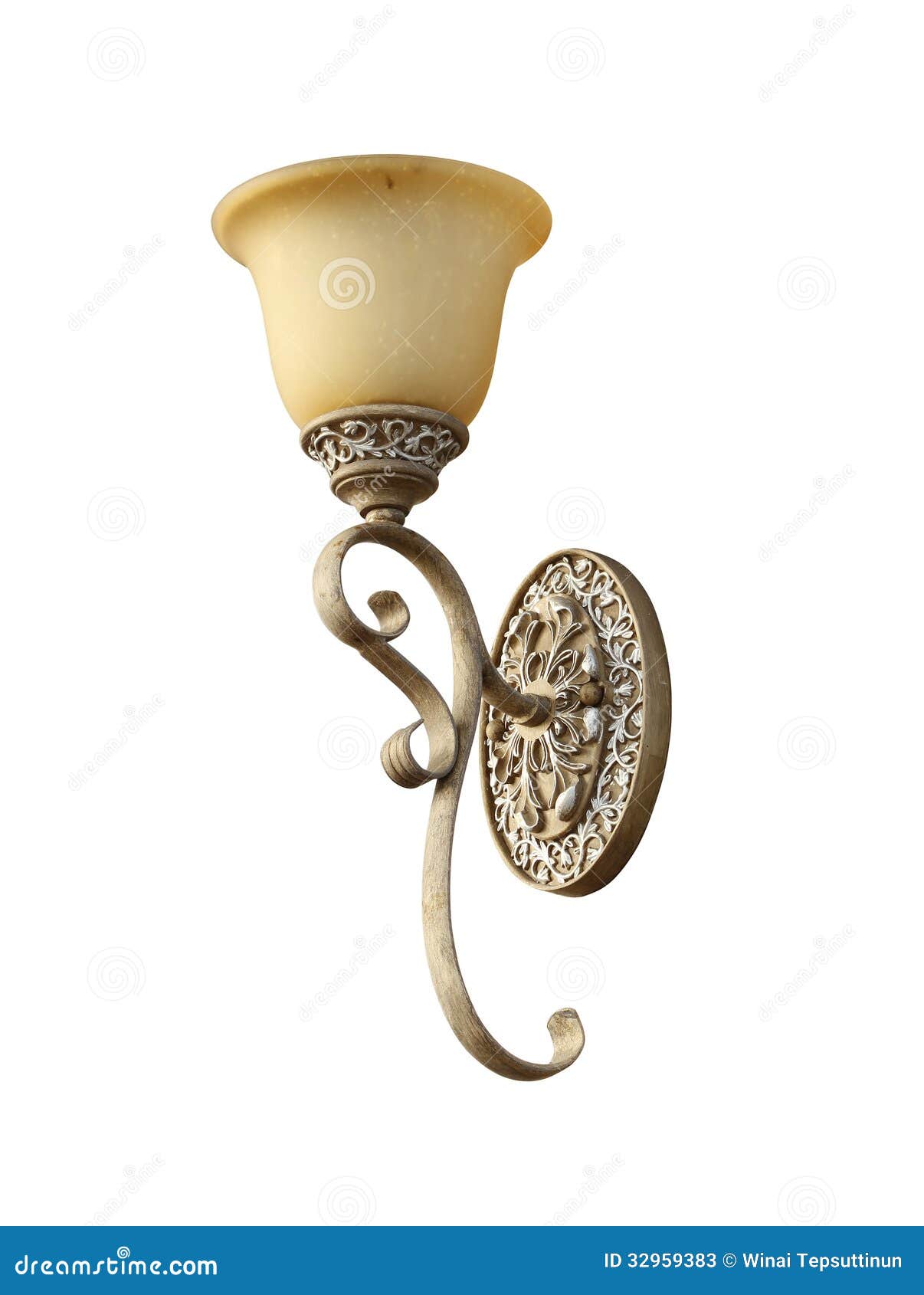 Vintage wall lamp stock image. Image of metal, brown - 32959383