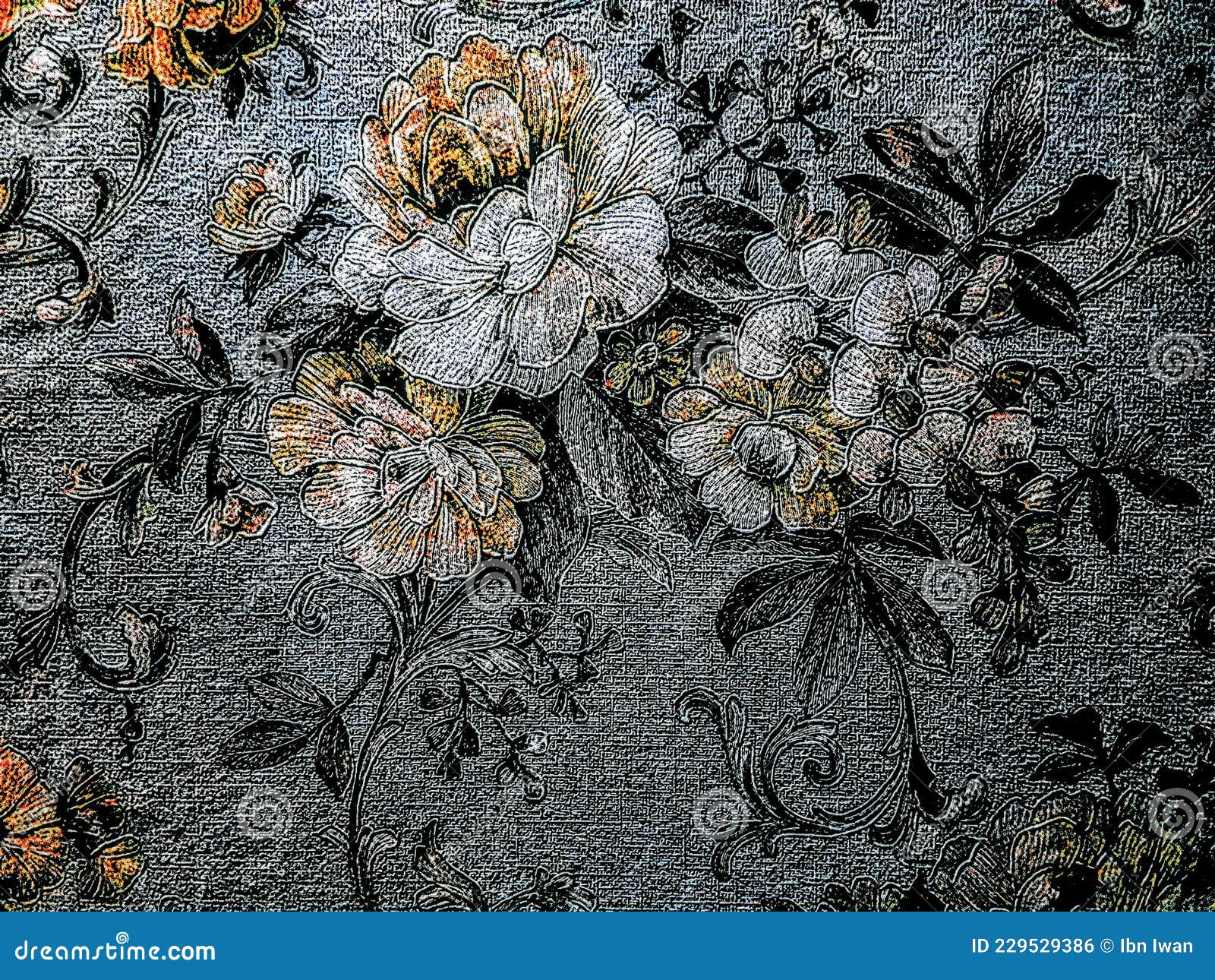 Vintage Wallpaper with Blue Floral Victorian Pattern Stock Illustration ...