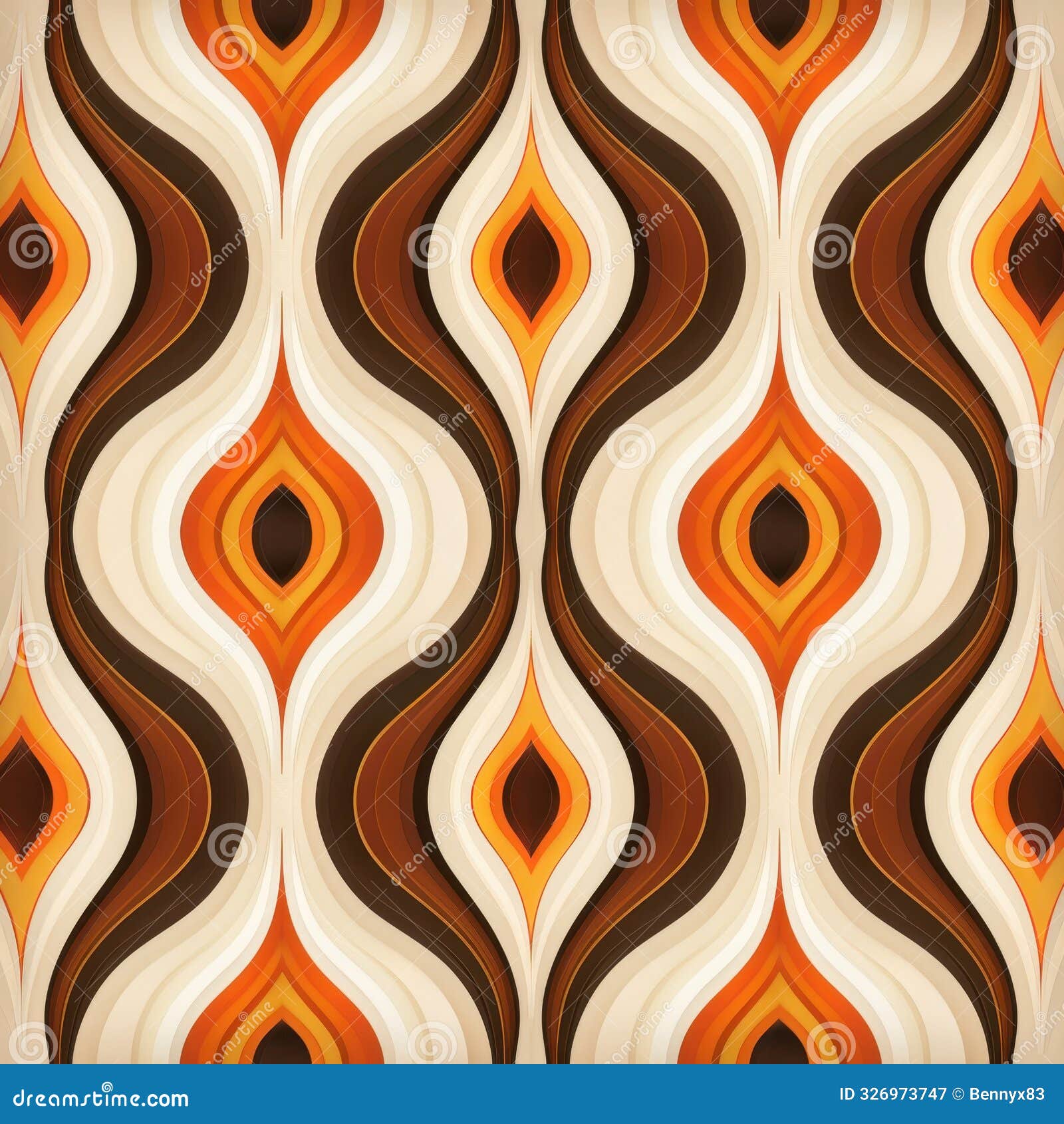 Vintage S-Shaped Pattern in Brown, Orange, and White Stock Illustration ...
