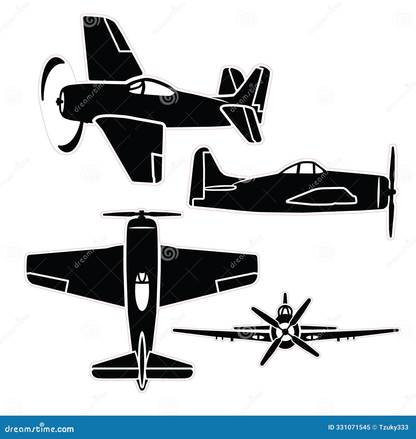 Vintage War Bird Vector Set with Outline Stock Illustration ...