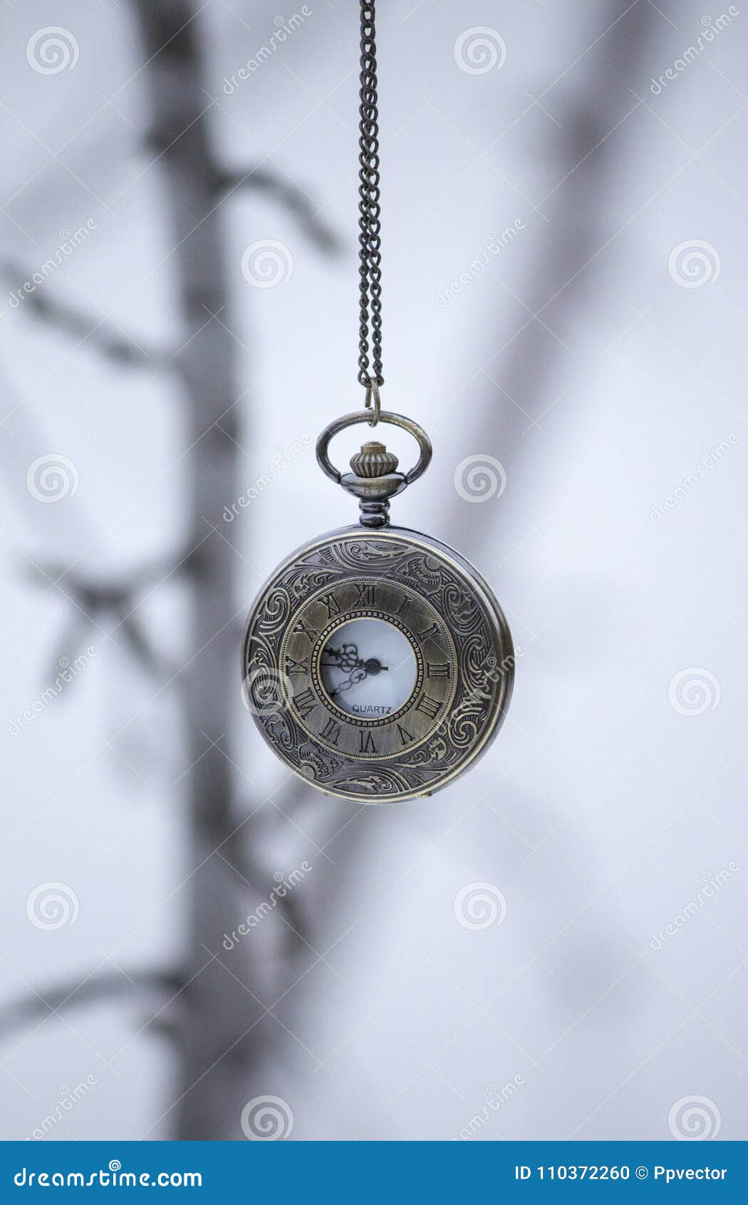 Vintage watch on a chain. stock photo. Image of historic - 110372260