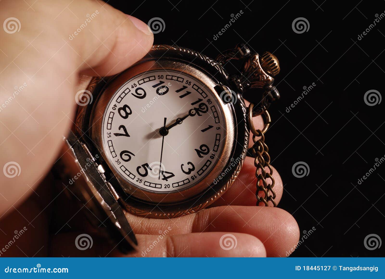 Vintage Old Watch On A Chain. Hand Holding A Watch On A Chain. Royalty ...