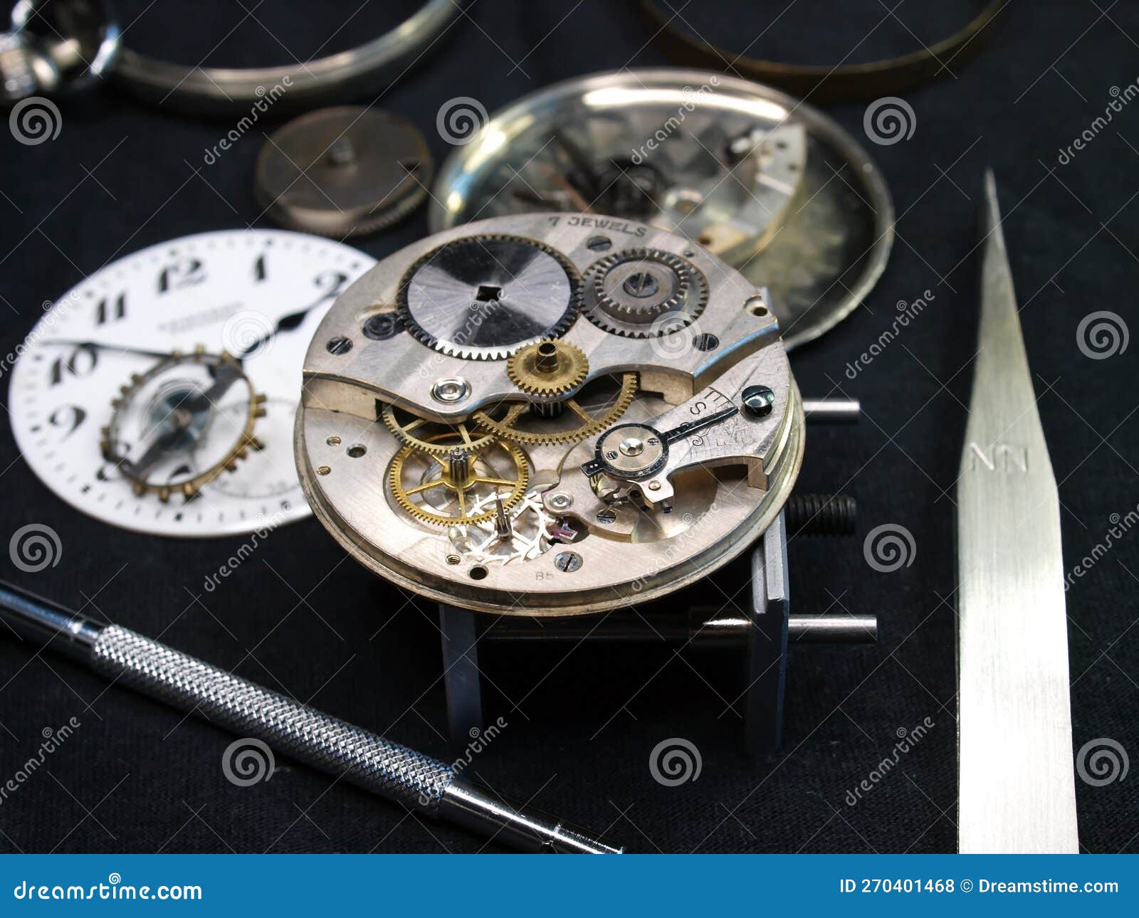 Vintage watch mechanism stock photo. Image of instrument - 270401468