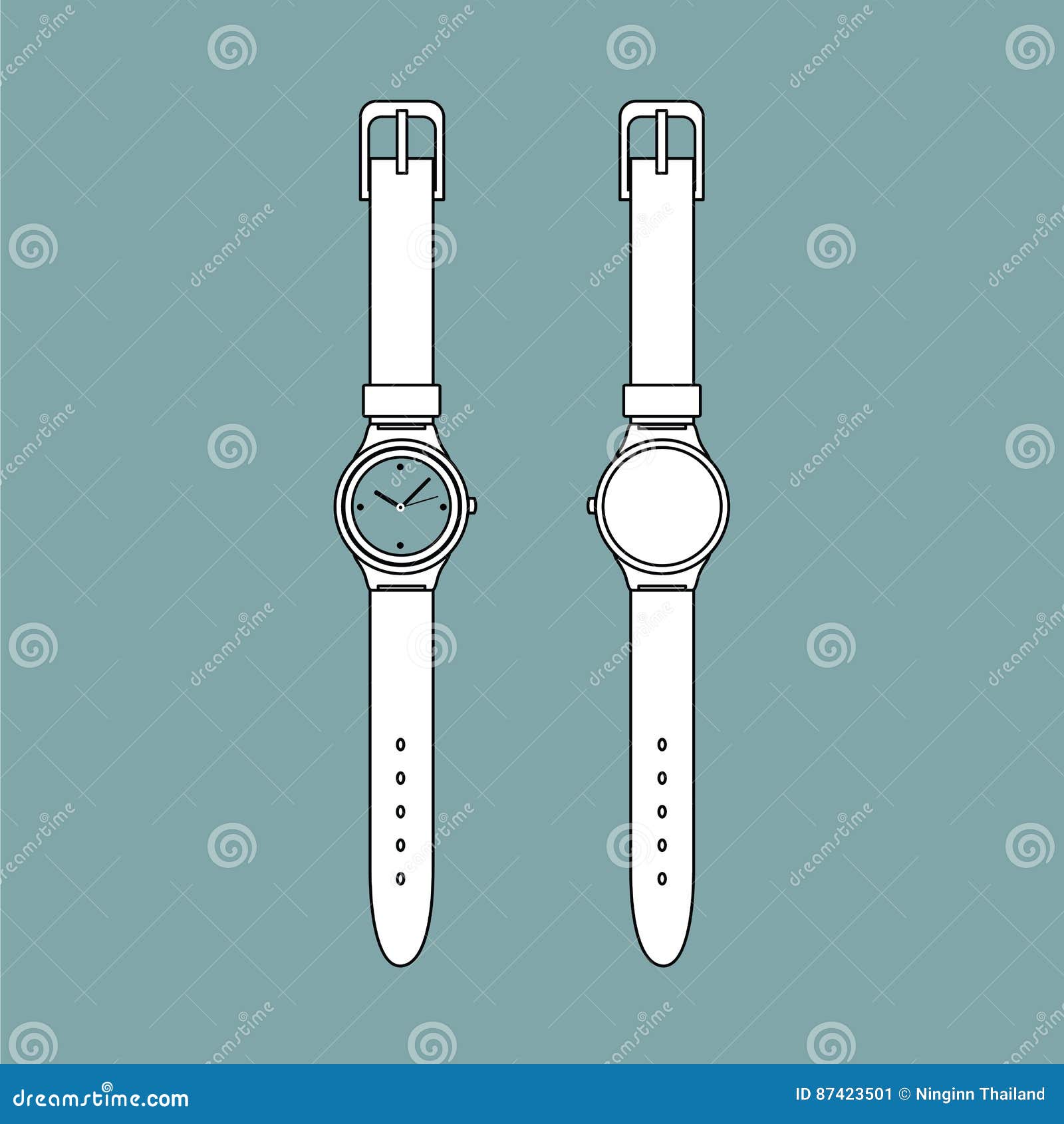 Vintage Watch Outline Vector Stock Vector - Illustration of hour, flat ...