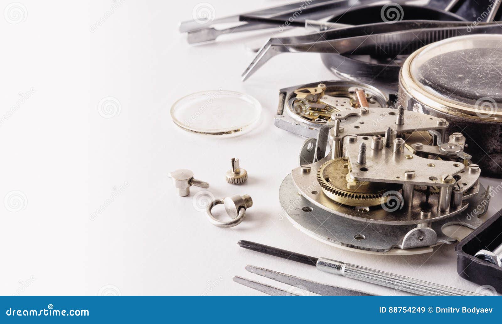 Vintage Watch in the Process of Repair Stock Image - Image of clocks ...