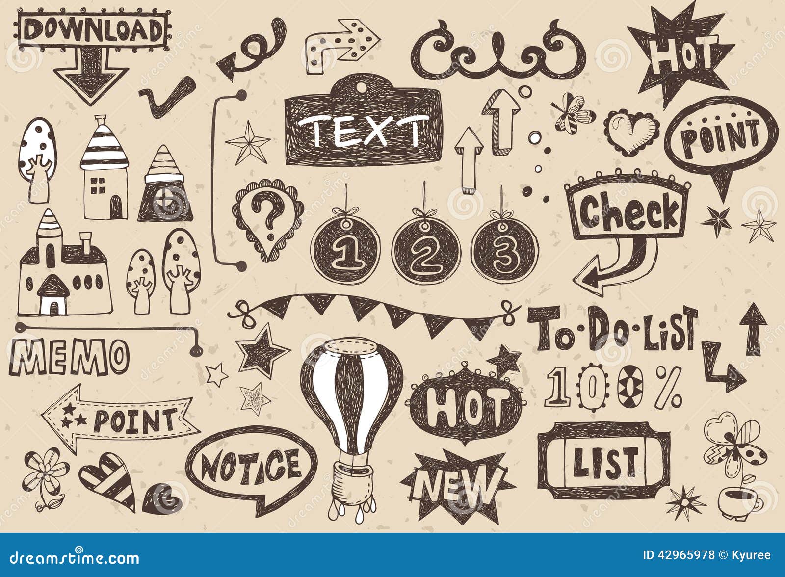 Vintage web elements a stock illustration. Illustration of hand - 42965978