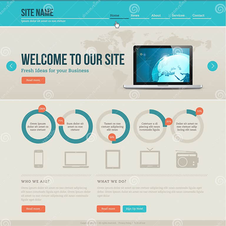 Vintage website template stock vector. Illustration of grid - 26648857