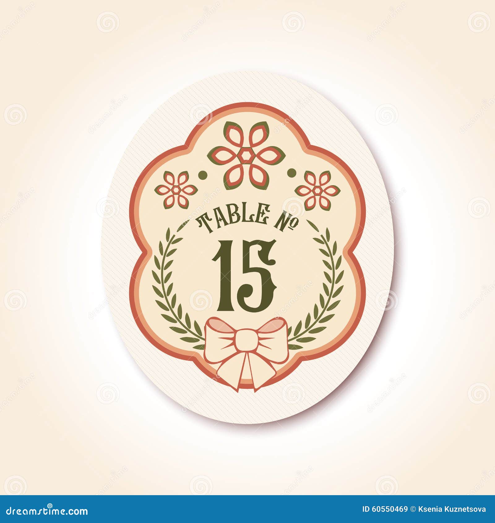 Vintage Wedding Badge, Table Number. Stock Illustration - Illustration ...