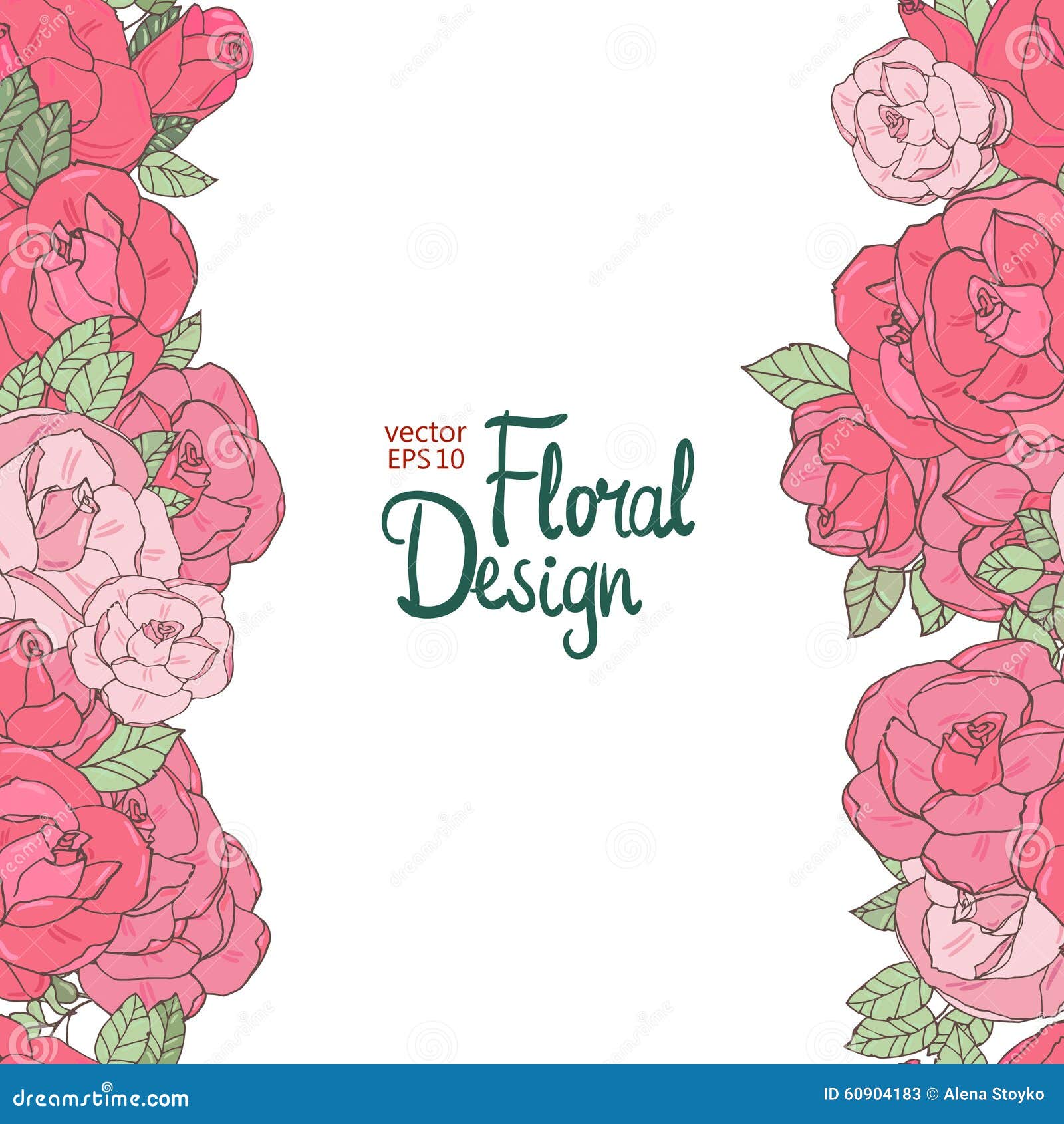 Vintage Wedding Border with Pink Roses Stock Vector - Illustration of ...