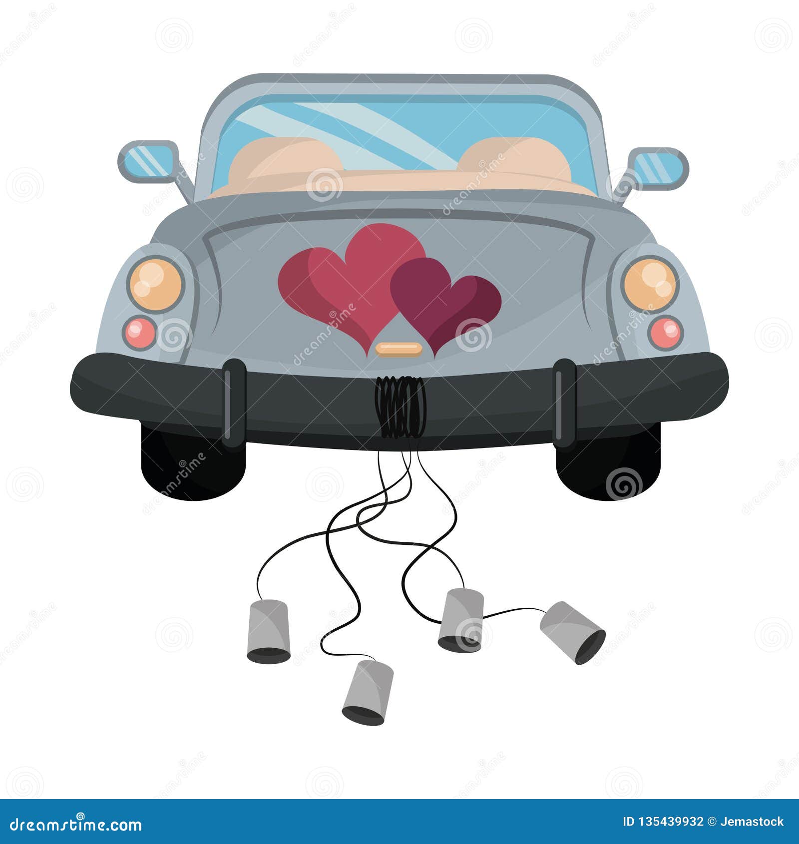 Vintage wedding car stock vector. Illustration of vector - 135439932