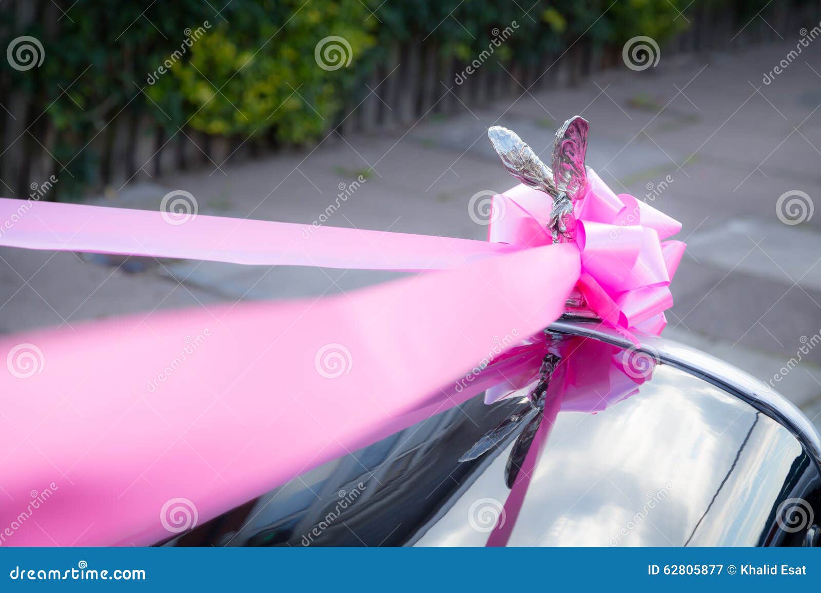 Vintage Wedding Car with Ribbon Stock Image - Image of ribbon ...