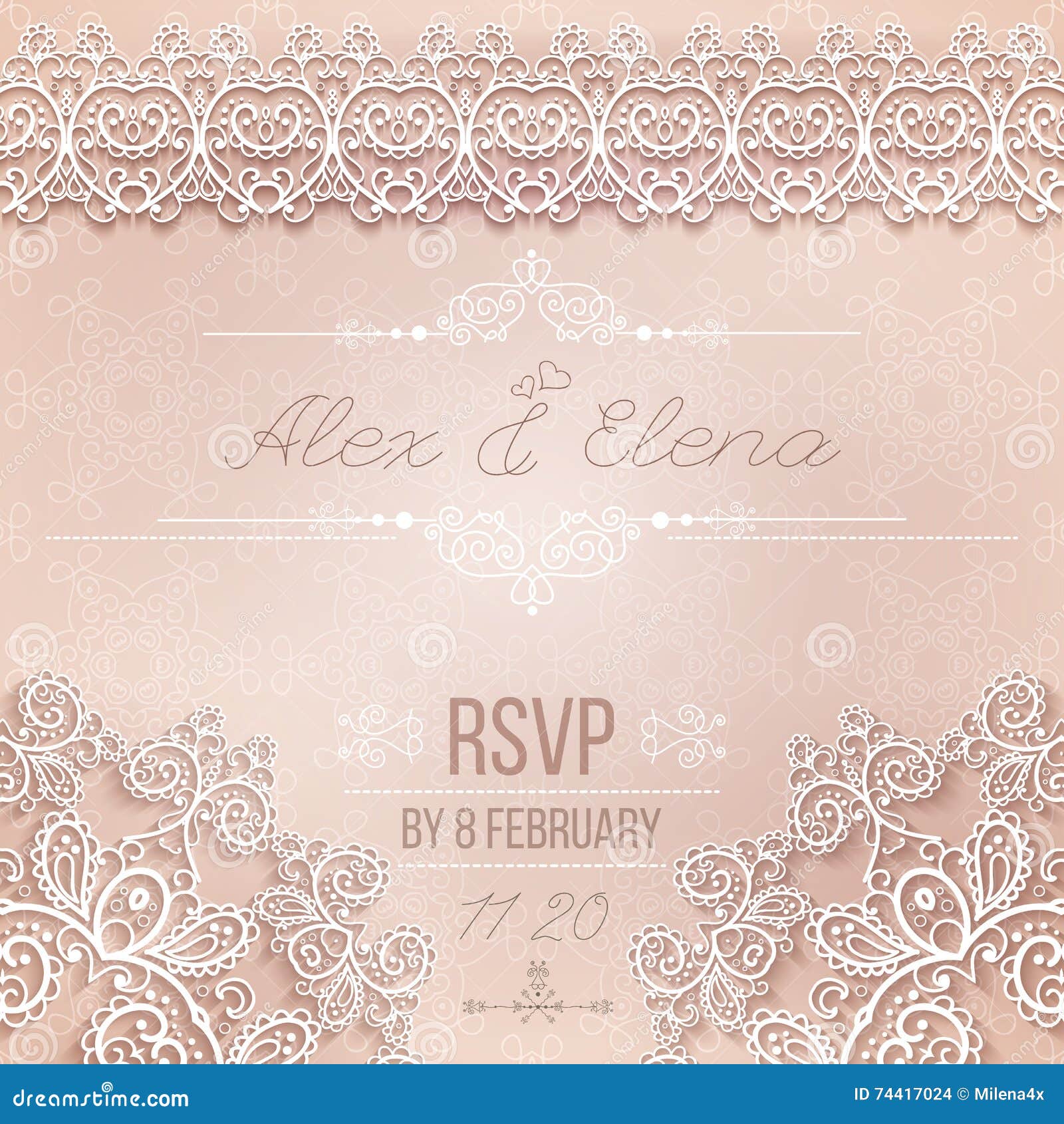 Vintage Wedding Card or Invitation with Abstract Lace Seamless ...