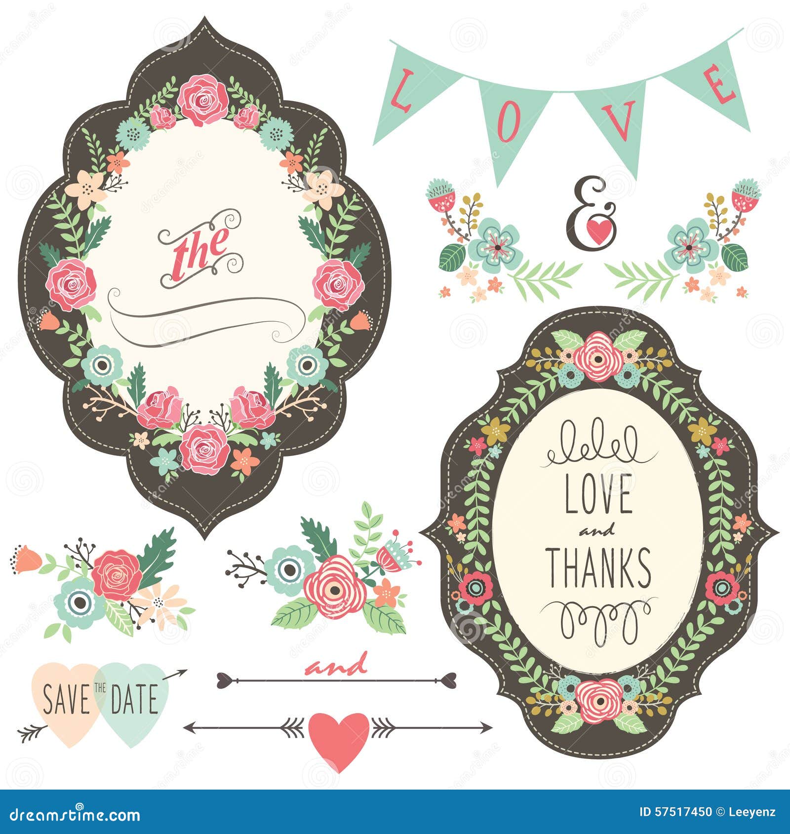 Vintage Wedding Flora Frame Stock Vector - Illustration of digital ...