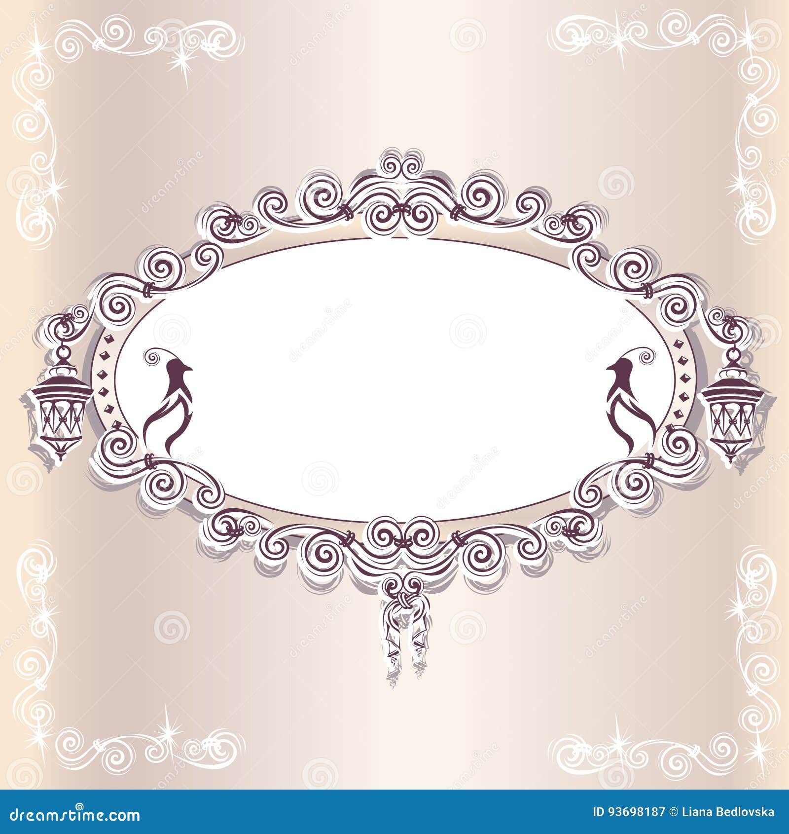 Vintage Wedding Frame with Bird Stock Vector - Illustration of fairy ...