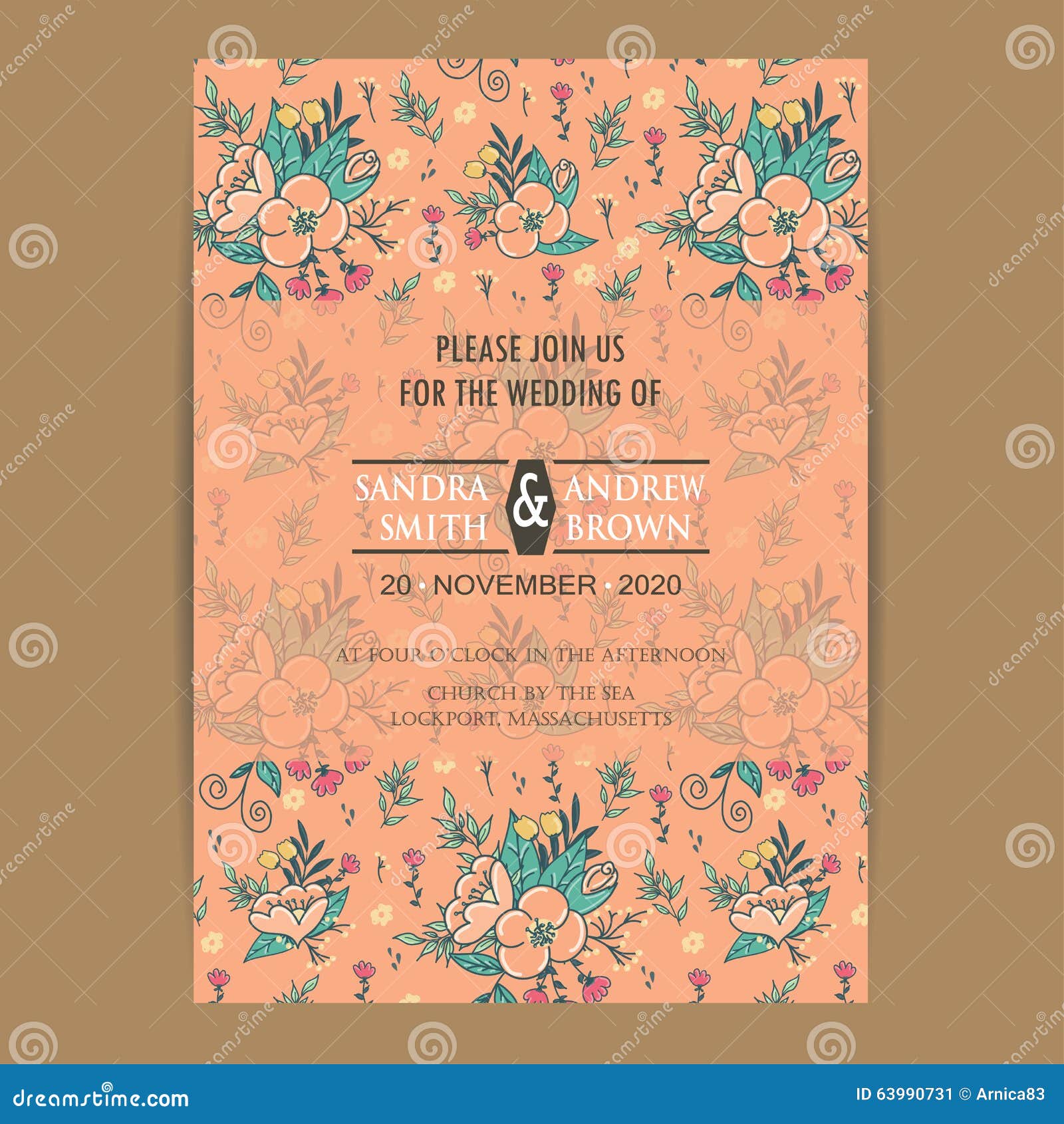 Vintage Wedding Invitation Card Stock Vector - Illustration of ...