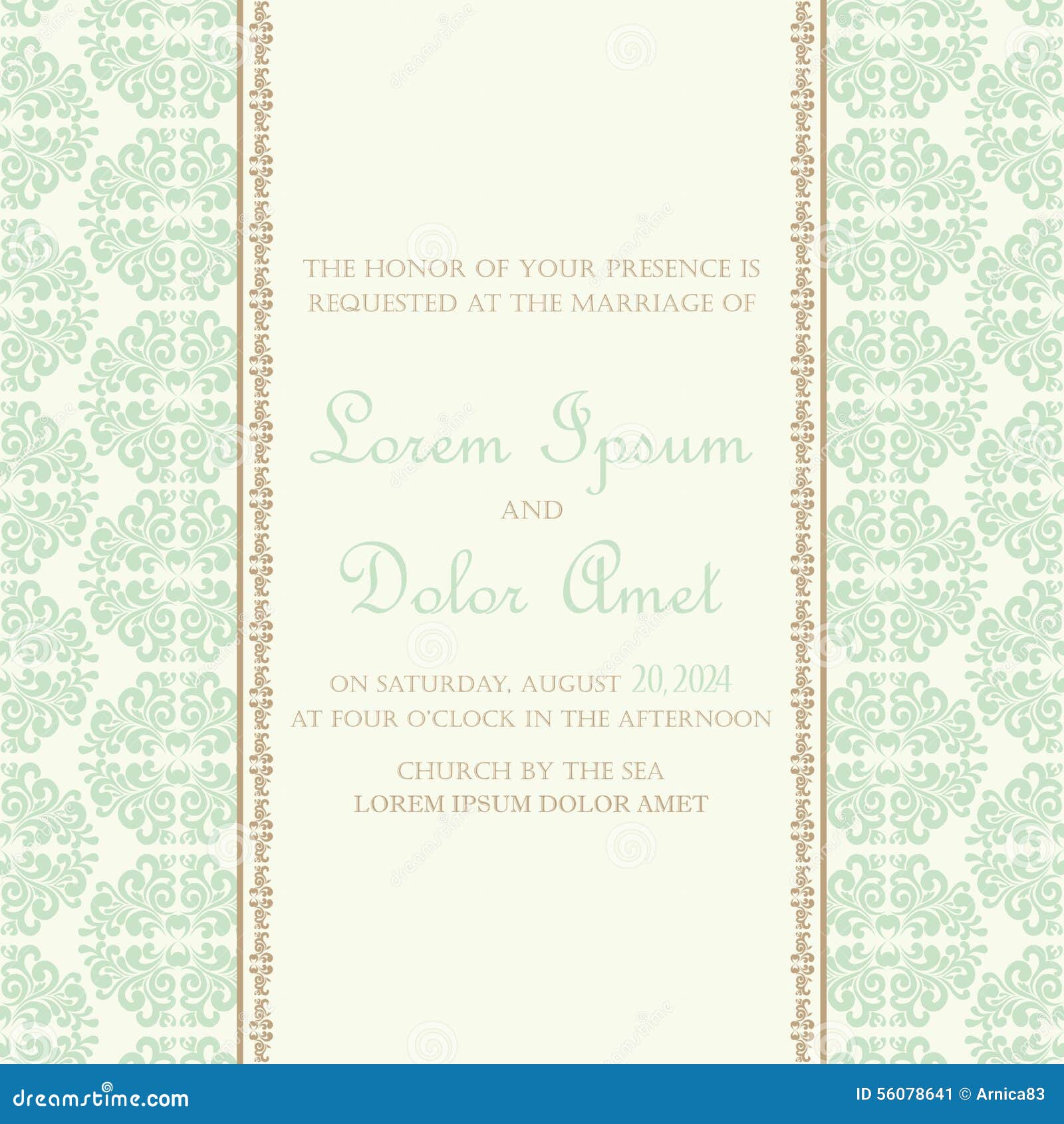 Vintage Wedding Invitation Card in Classical Style Stock Vector ...