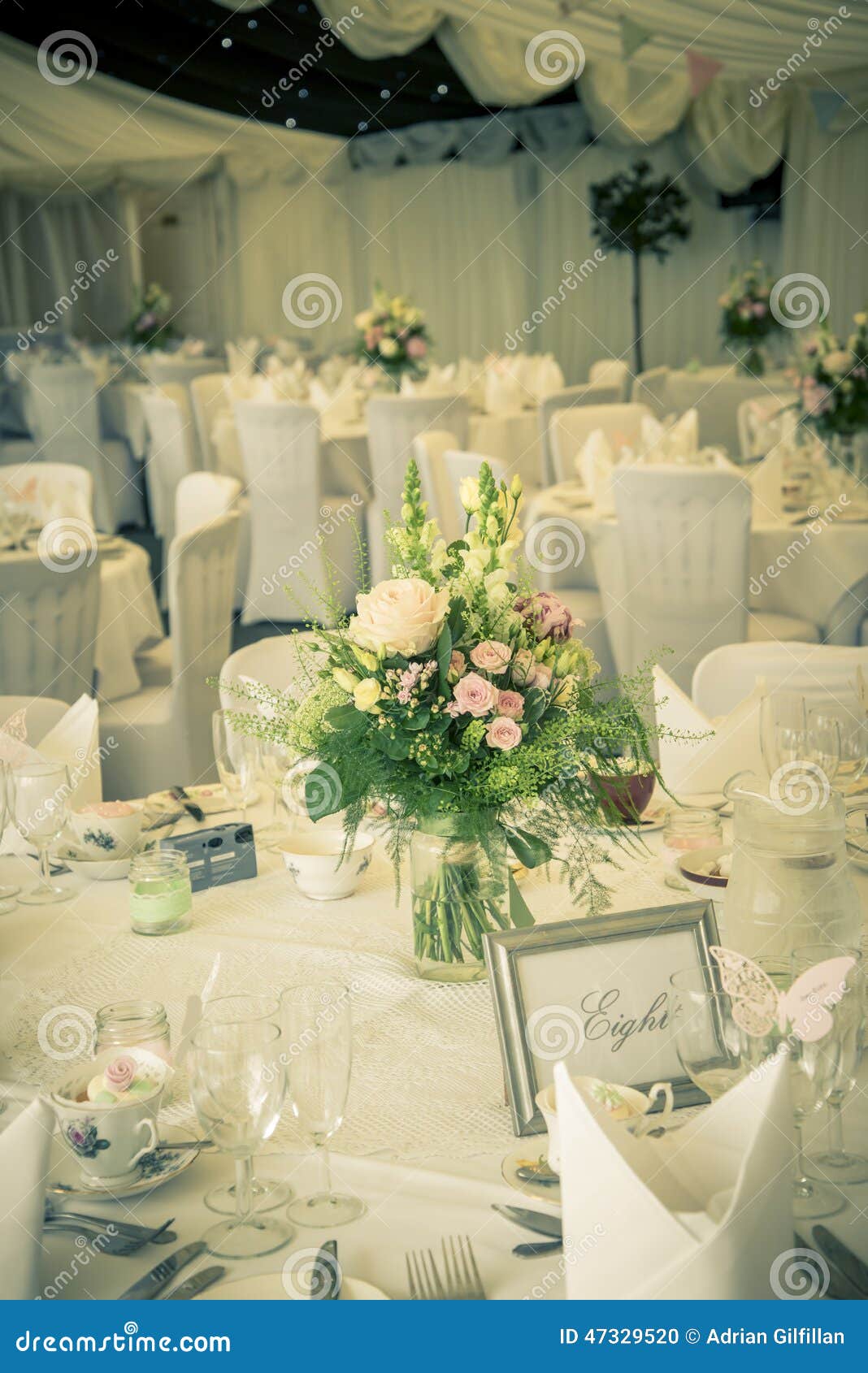 Vintage Wedding Table Setting Stock Photo - Image of flowers, sugar ...