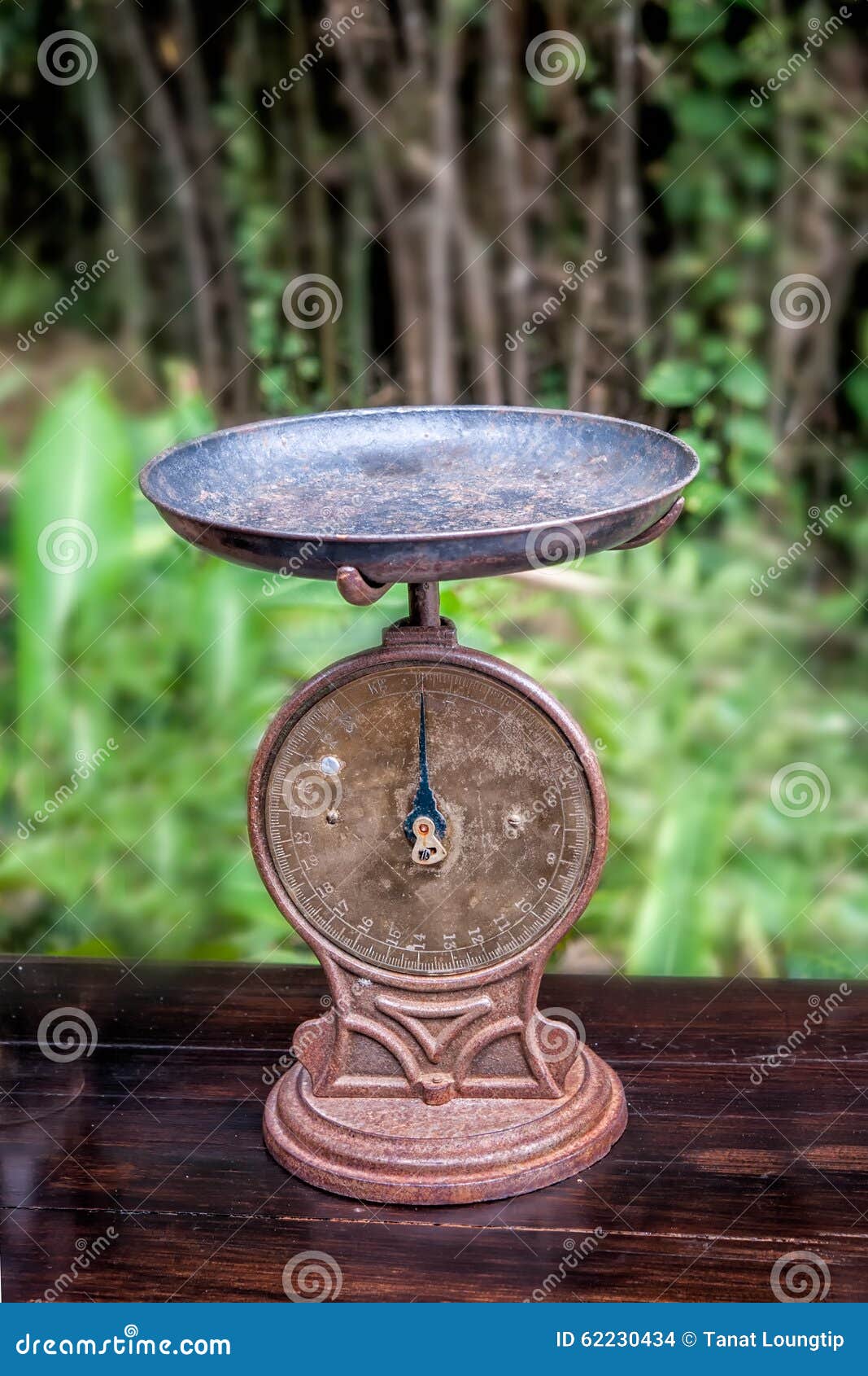 Vintage Weight Scale Machine on Old Wood Table Stock Photo - Image of ...