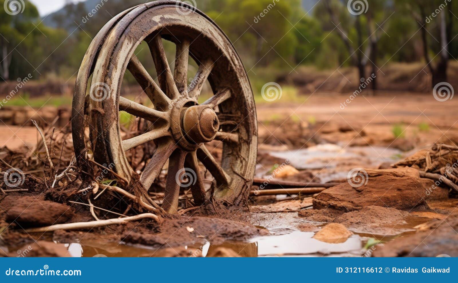 Vintage Wheel Stuck In Damp Soil Stock Photography | CartoonDealer.com ...