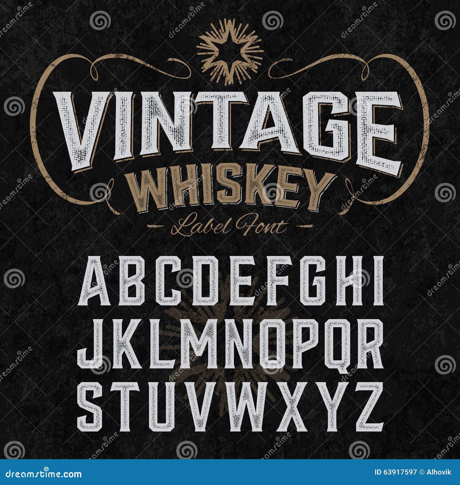 Vintage Whiskey Label Font with Sample Design Stock Vector ... Vintage Whiskey Label Font with Sample Design Stock Vector ...