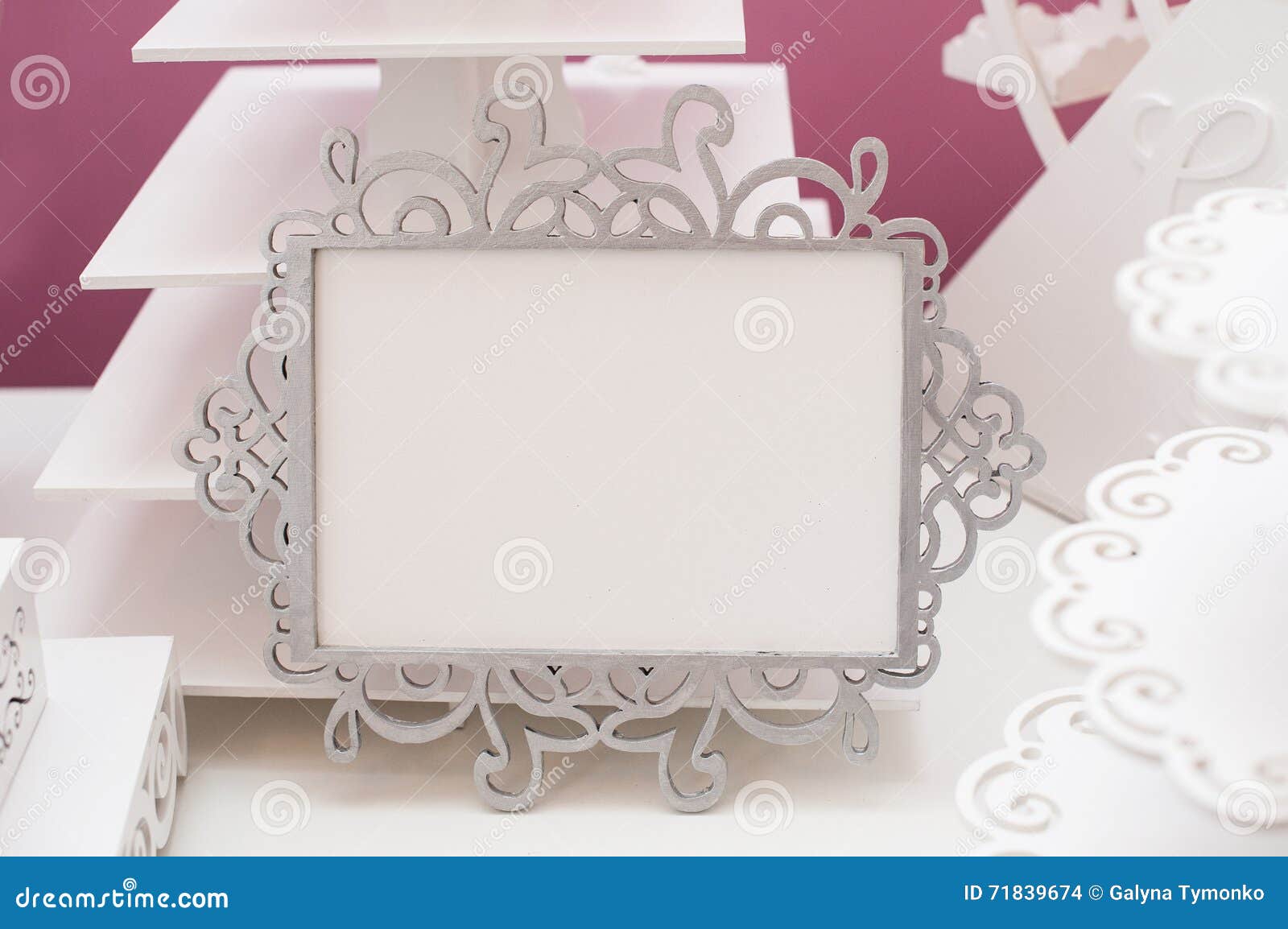 Vintage White Frame on a Table and Place for Text Stock Photo - Image ...