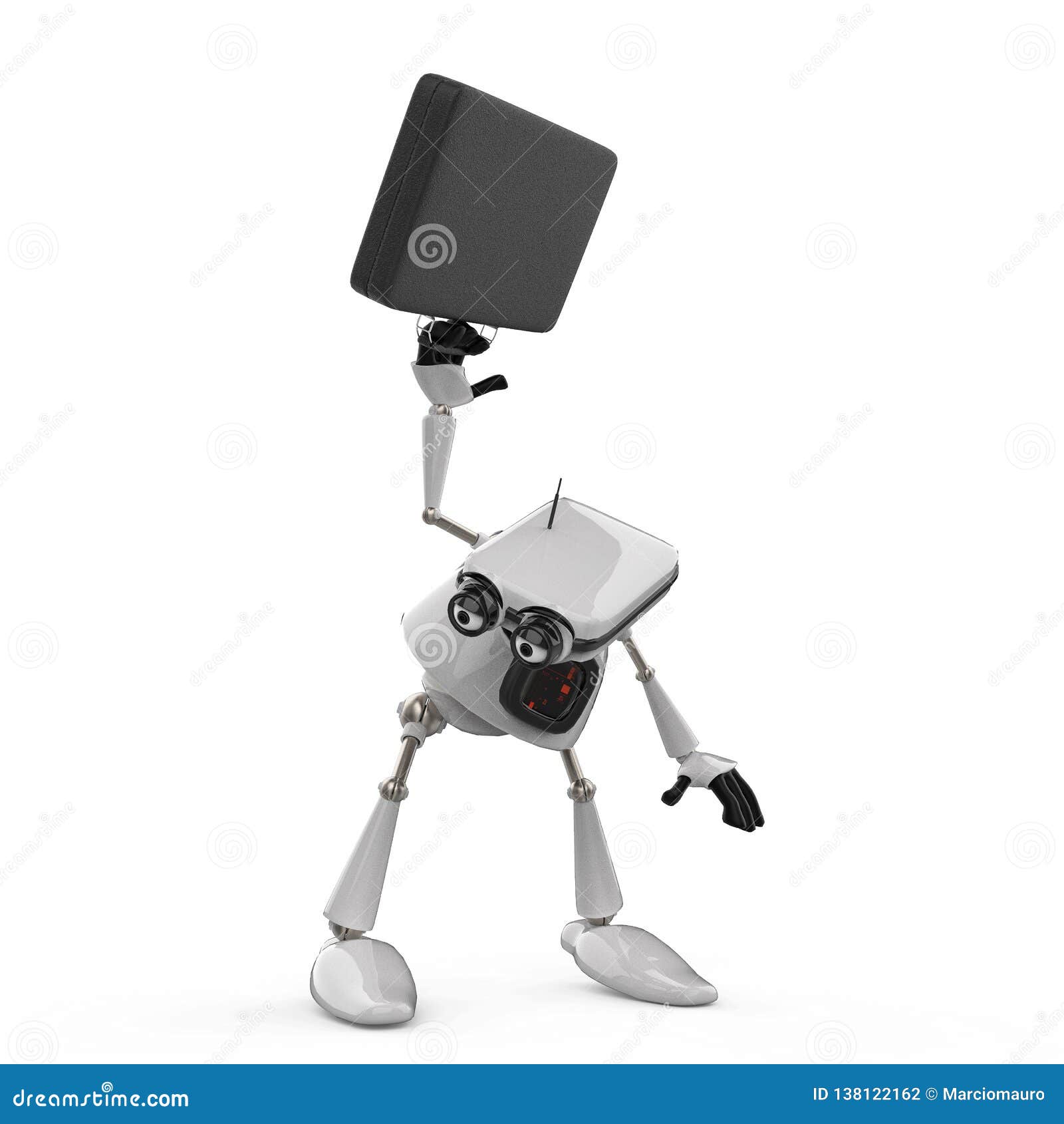 Vintage White Robot in a White Background Stock Illustration ...