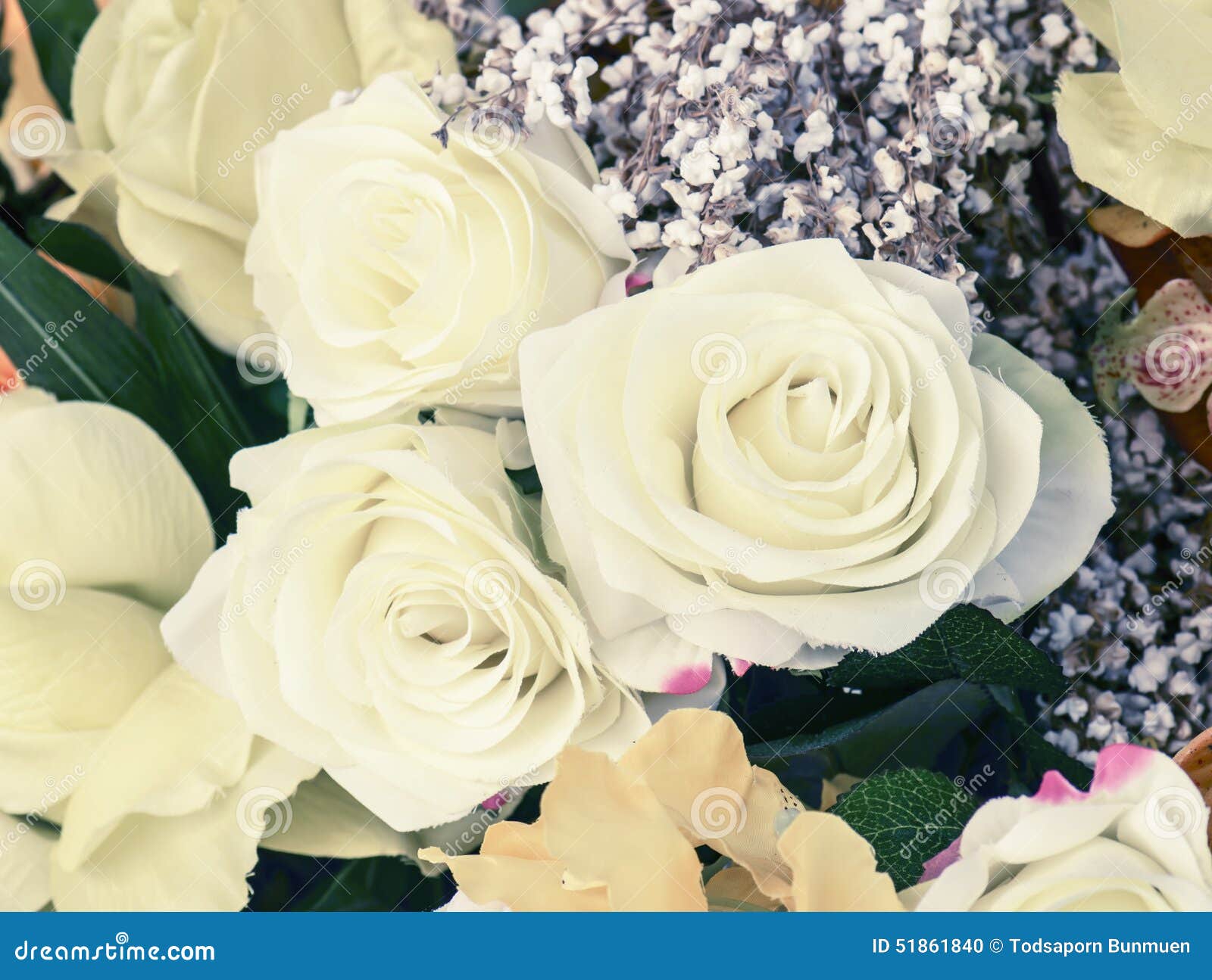 Vintage white roses stock photo. Image of bouquet, artwork - 51861840
