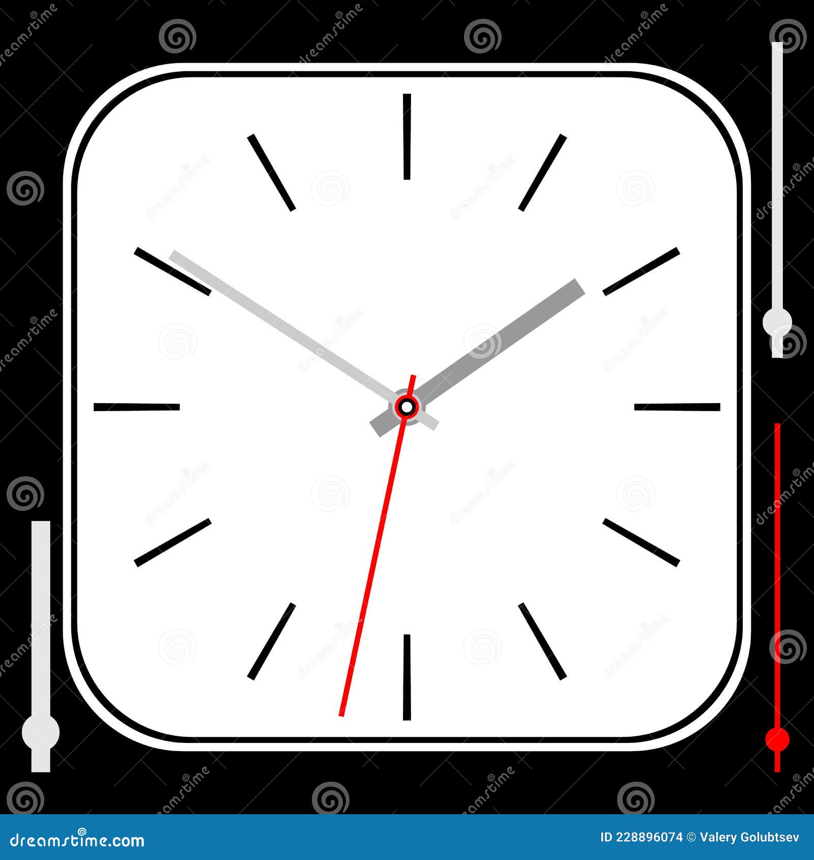 Vintage White Rounded Square Watch Dial with Arrows. Stock Vector ...