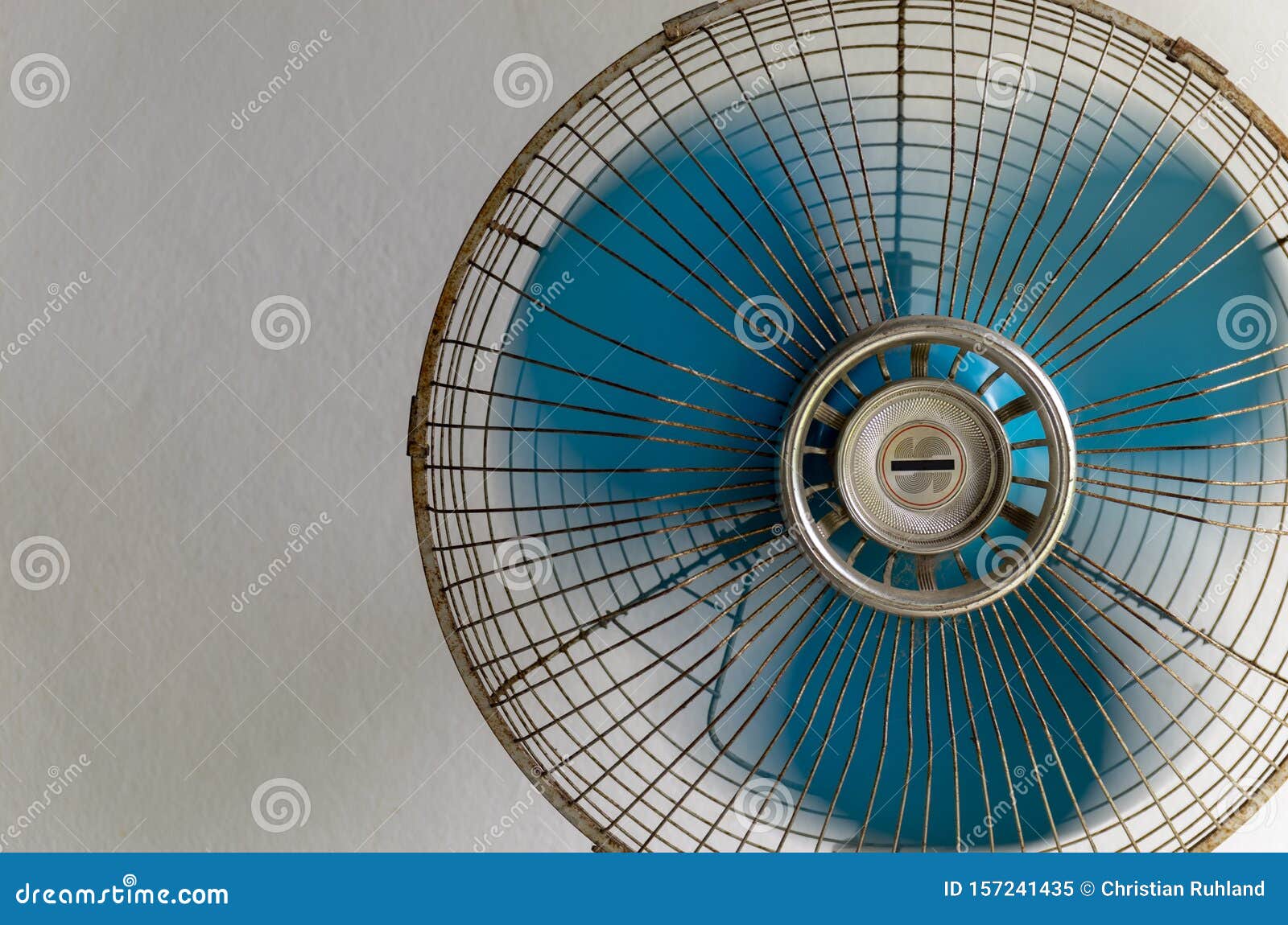 Vintage Old White Stand Fan with Blue Blades Stock Image - Image of ...