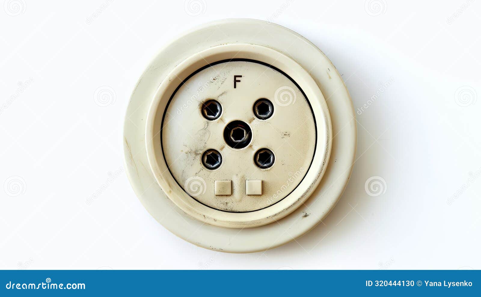 Vintage White Wall Socket with Multiple Connector Holes on a White ...