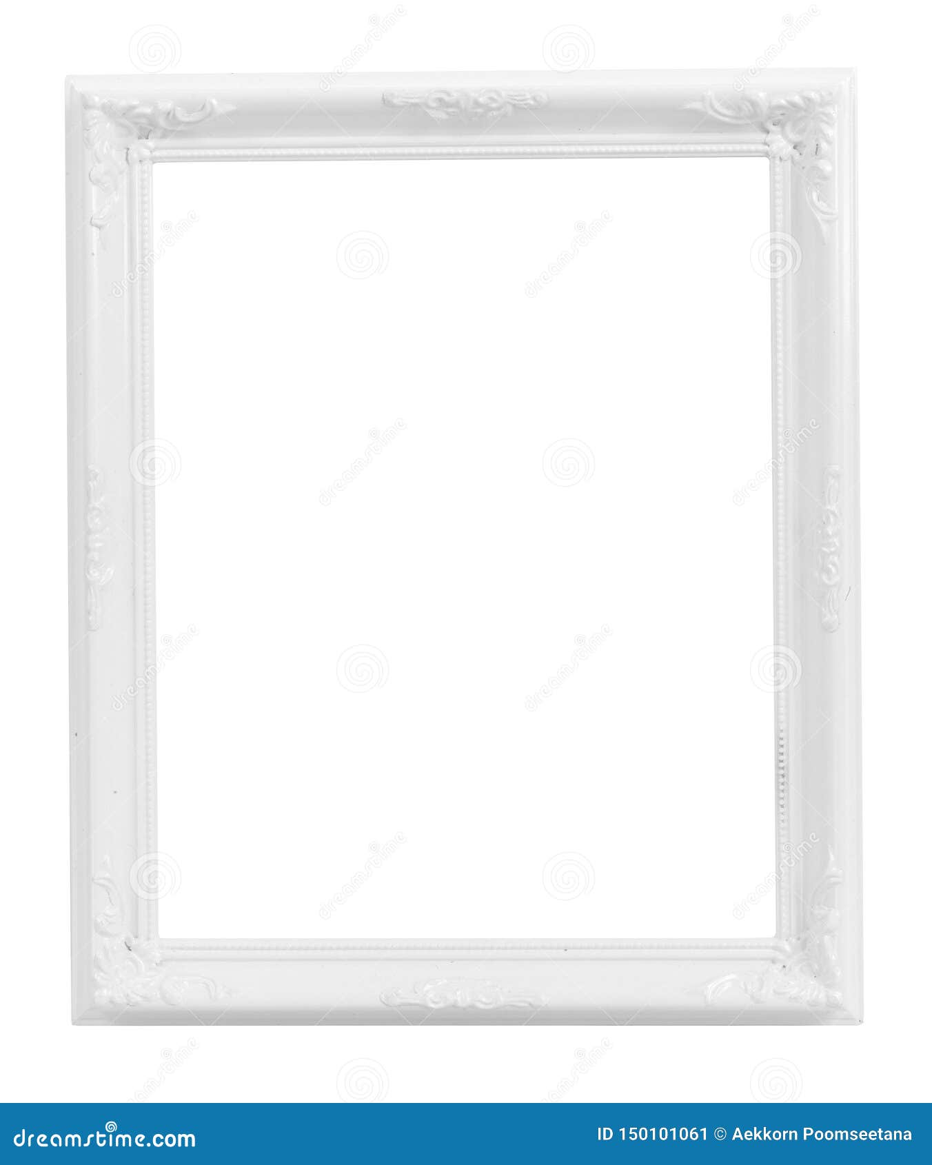 Vintage White Wood Frame ISOLATED on White Background. Stock Image ...