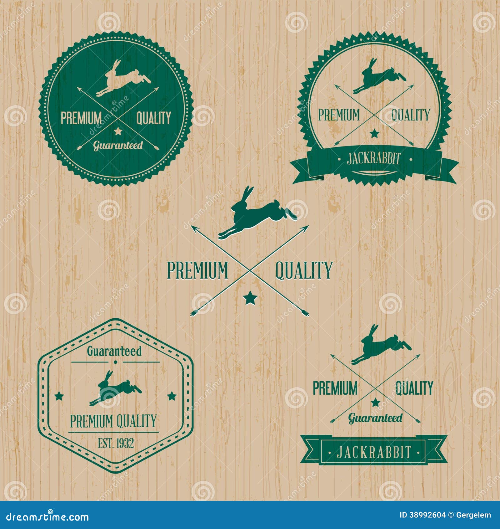 Vintage Wild Rabbit Badge Set Stock Vector - Illustration of prize ...